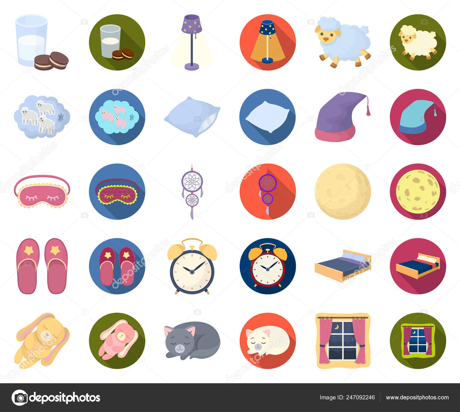 Rest and sleep cartoon,flat icons in set collection for design ...
