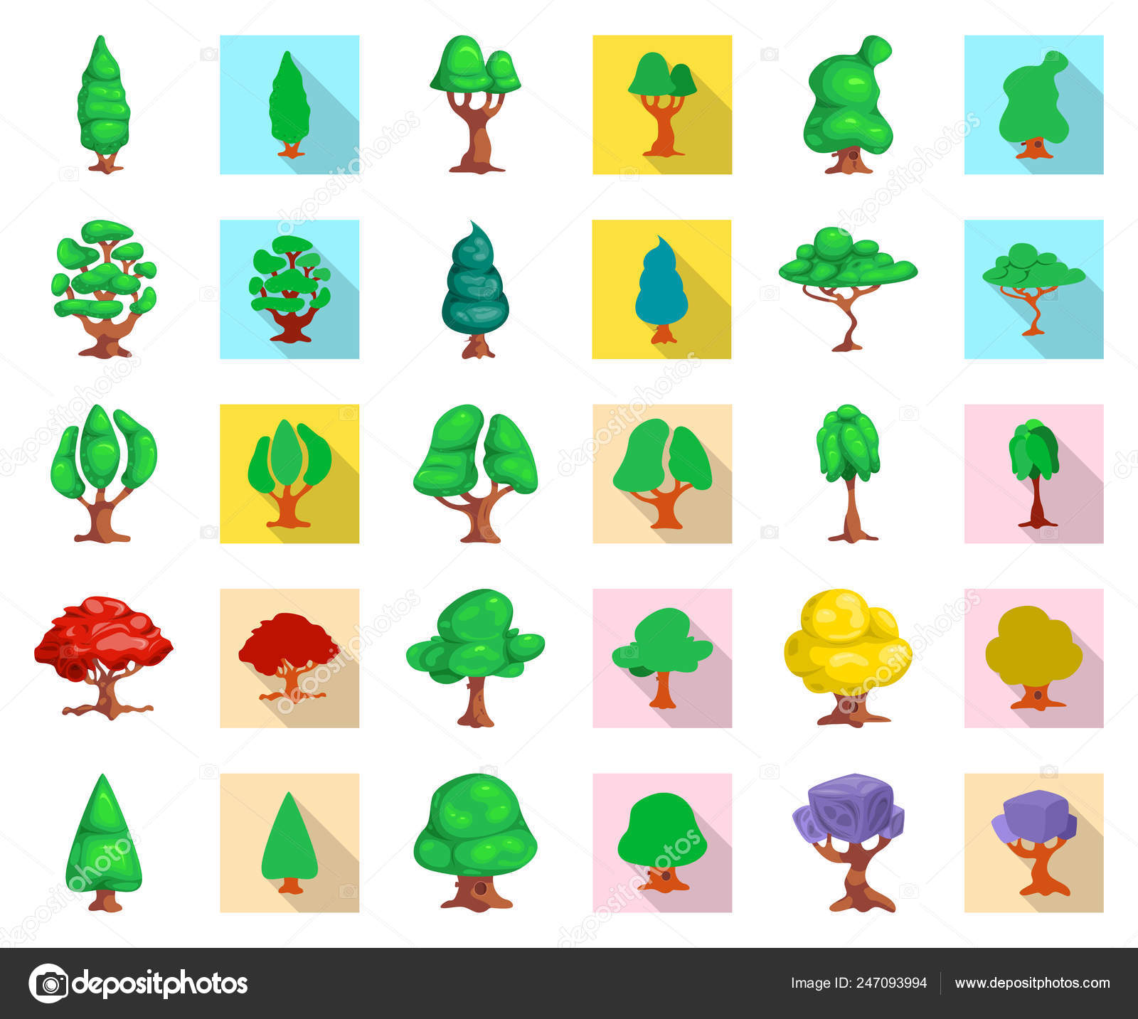 Vector design of tree and nature sign. Set of tree and crown stock ...