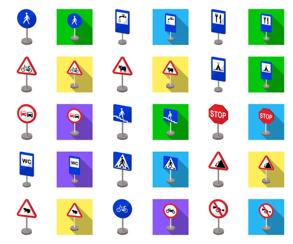 Different types of road signs cartoon icons in set collection for ...