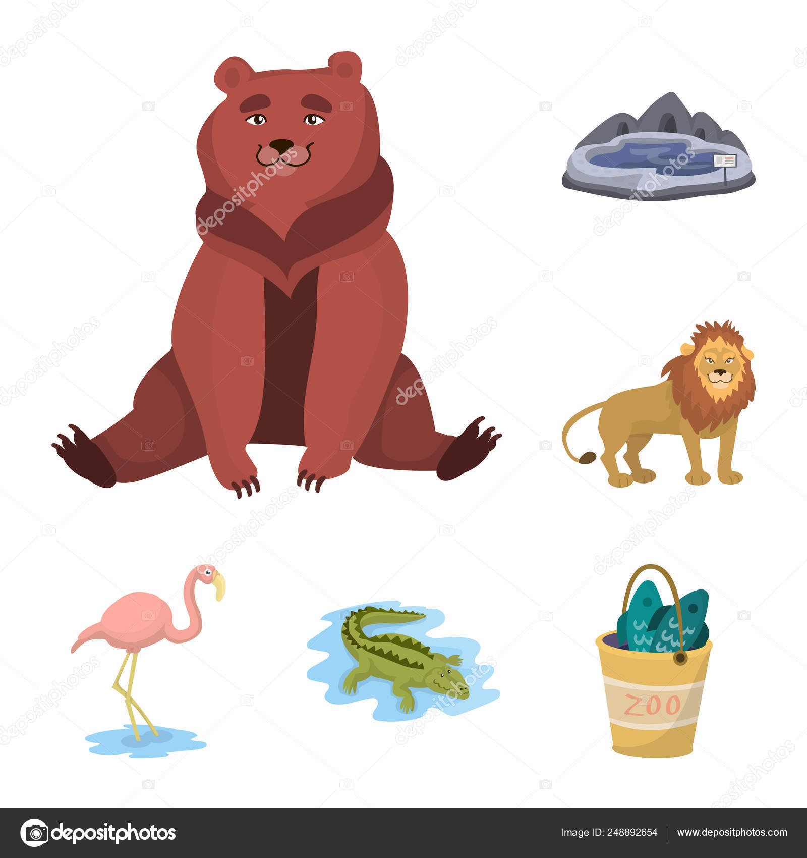Ilustración vectorial del zoológico y el icono del parque. Colección de ...