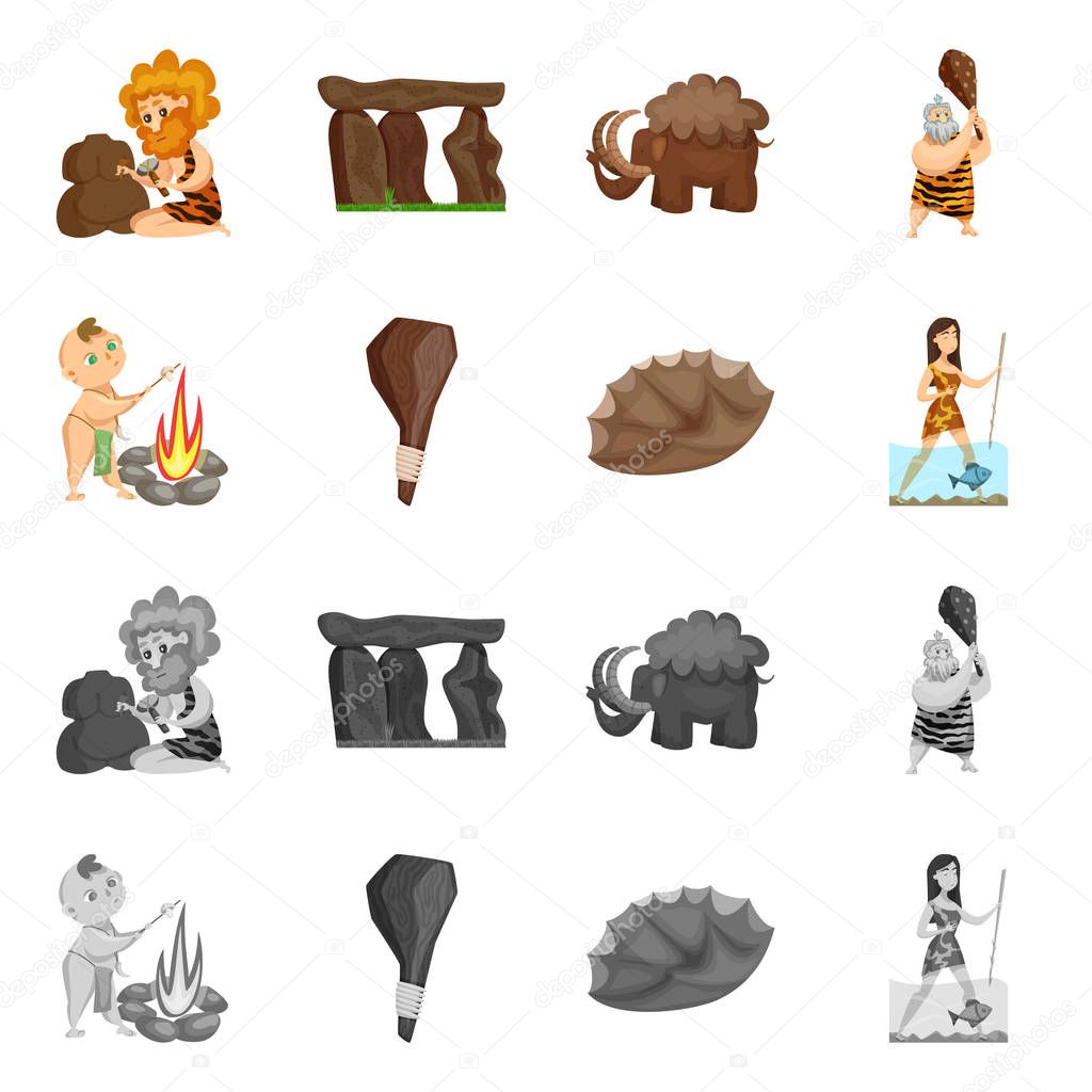 Ilustración vectorial de evolución y signo prehistórico. Conjunto de ...