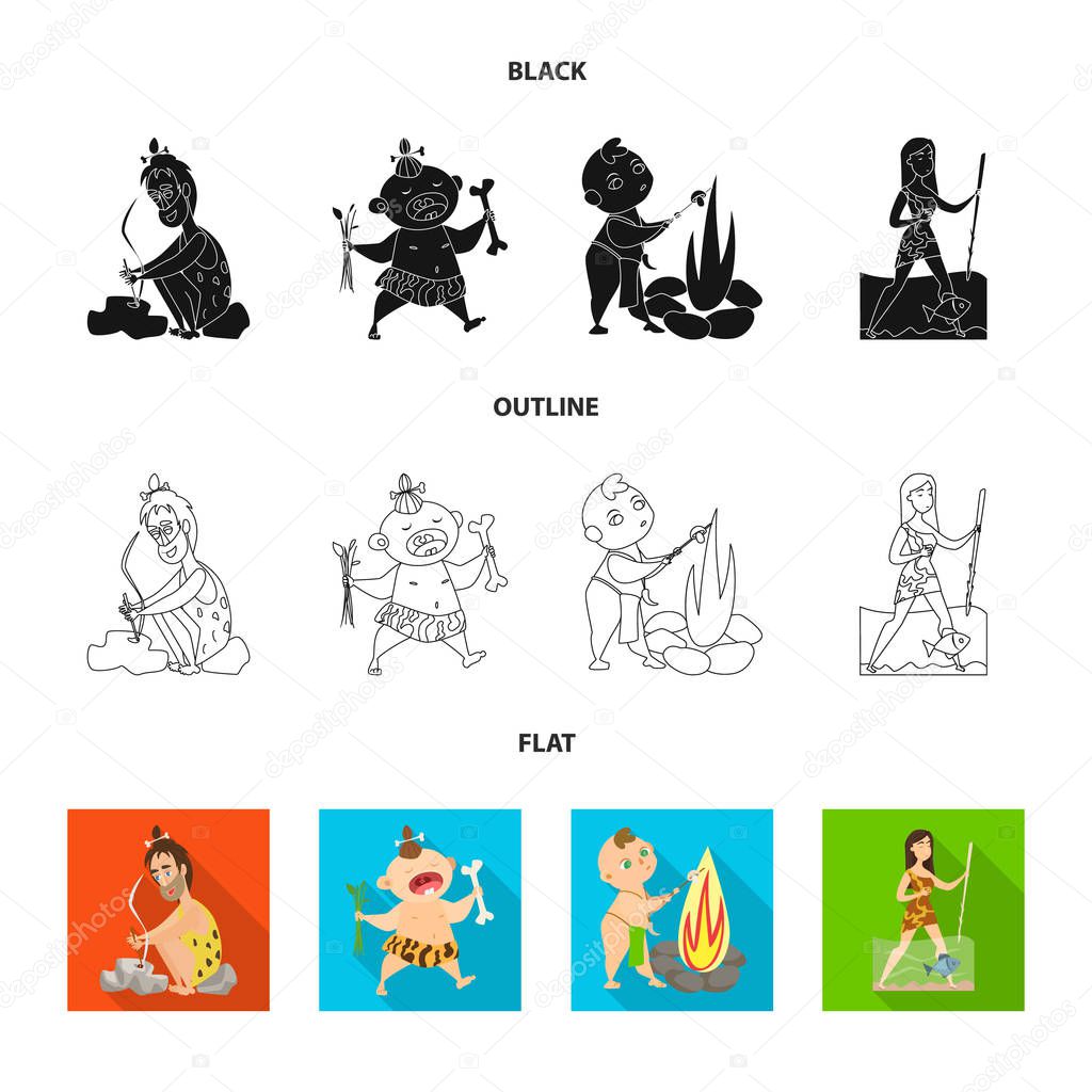 Diseño vectorial de la evolución y símbolo de la prehistoria. Colección ...