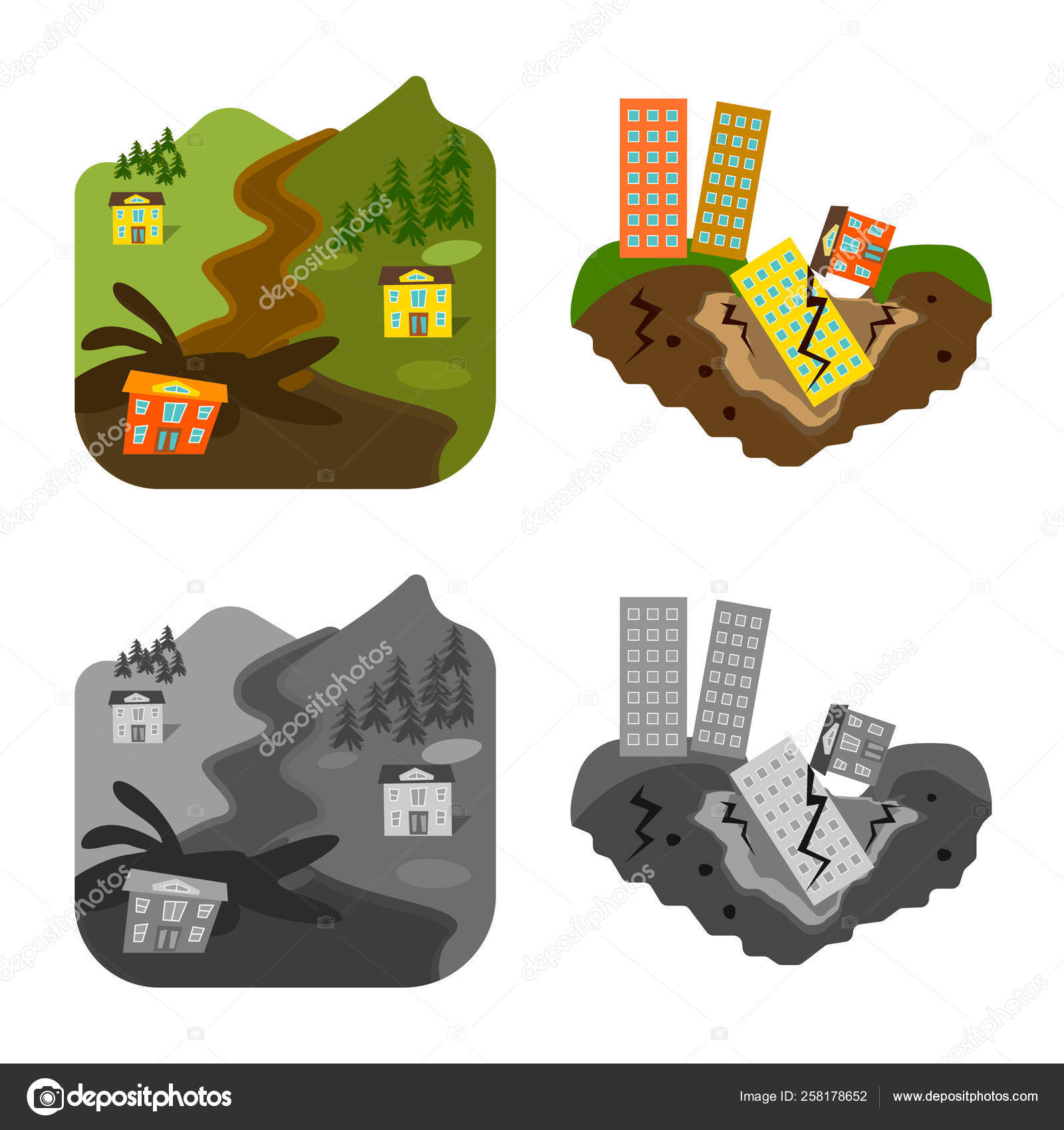 Vector illustration of weather and distress sign. Set of weather and ...