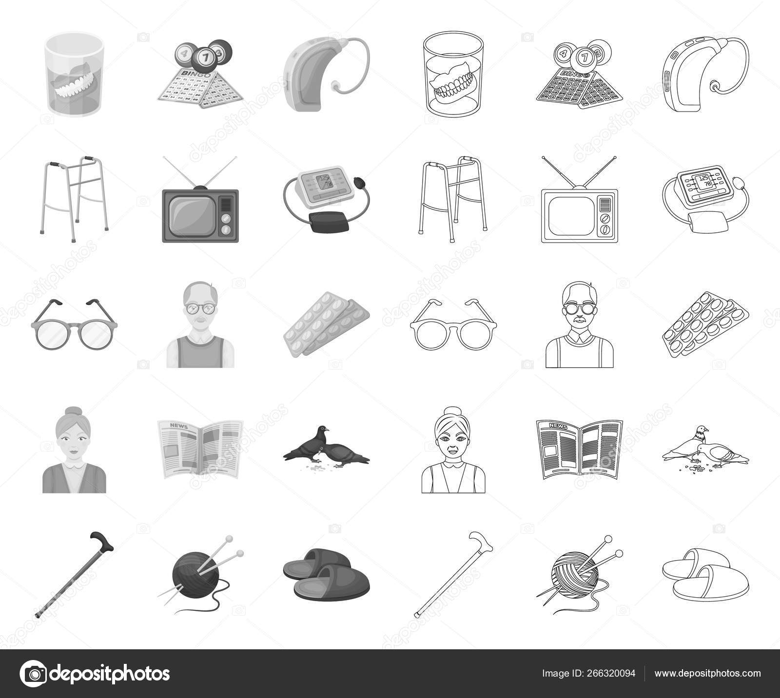 Human old age mono,outline icons in set collection for design ...