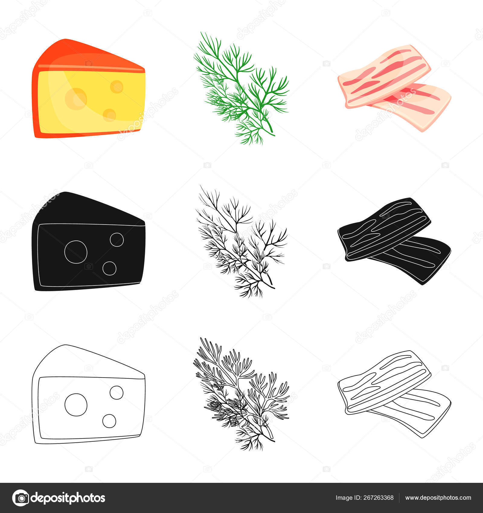 Ilustración vectorial del sabor y el icono del producto. Set de sabores ...