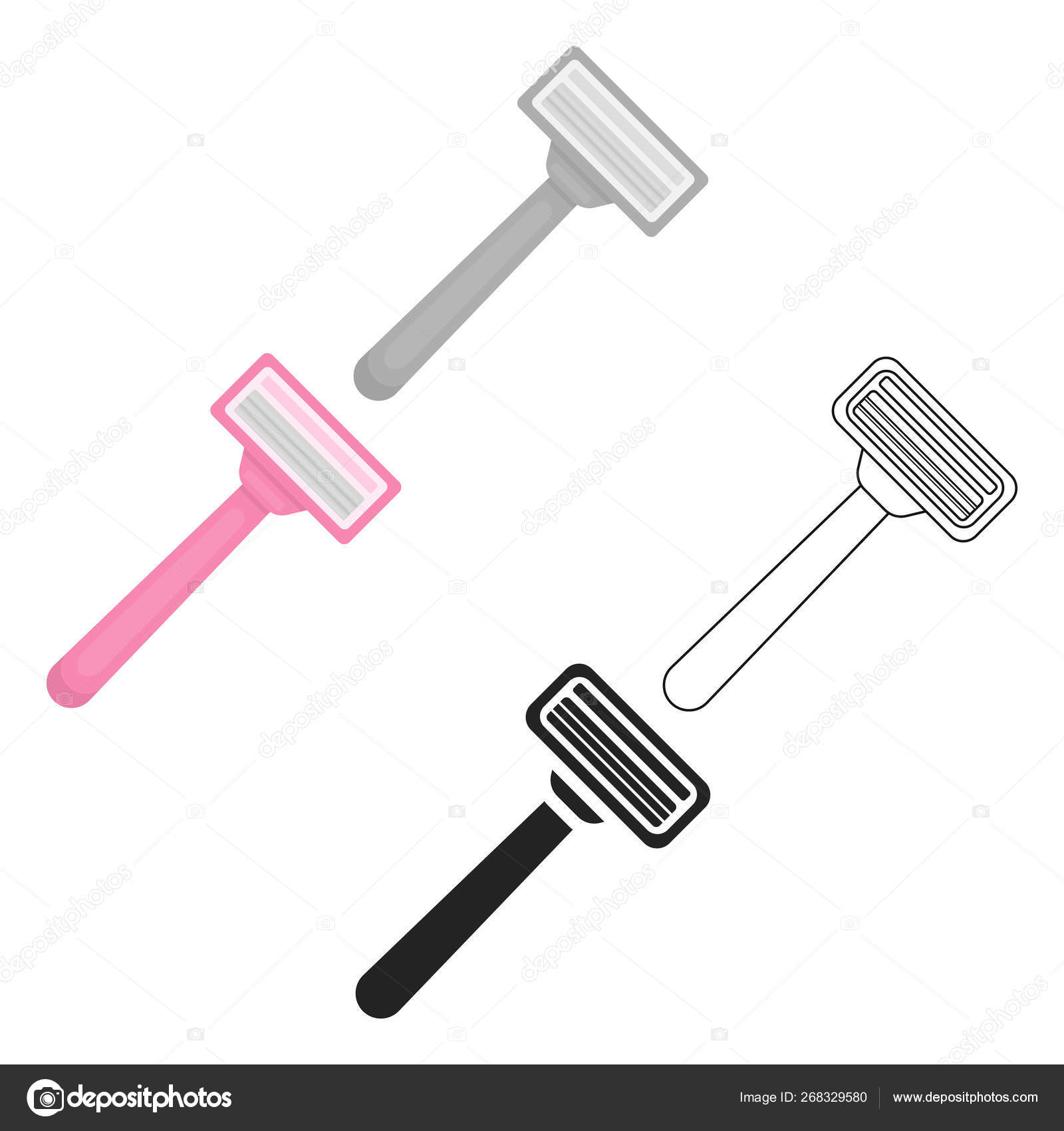 Safety razor icon in cartoon,black style isolated on white background ...