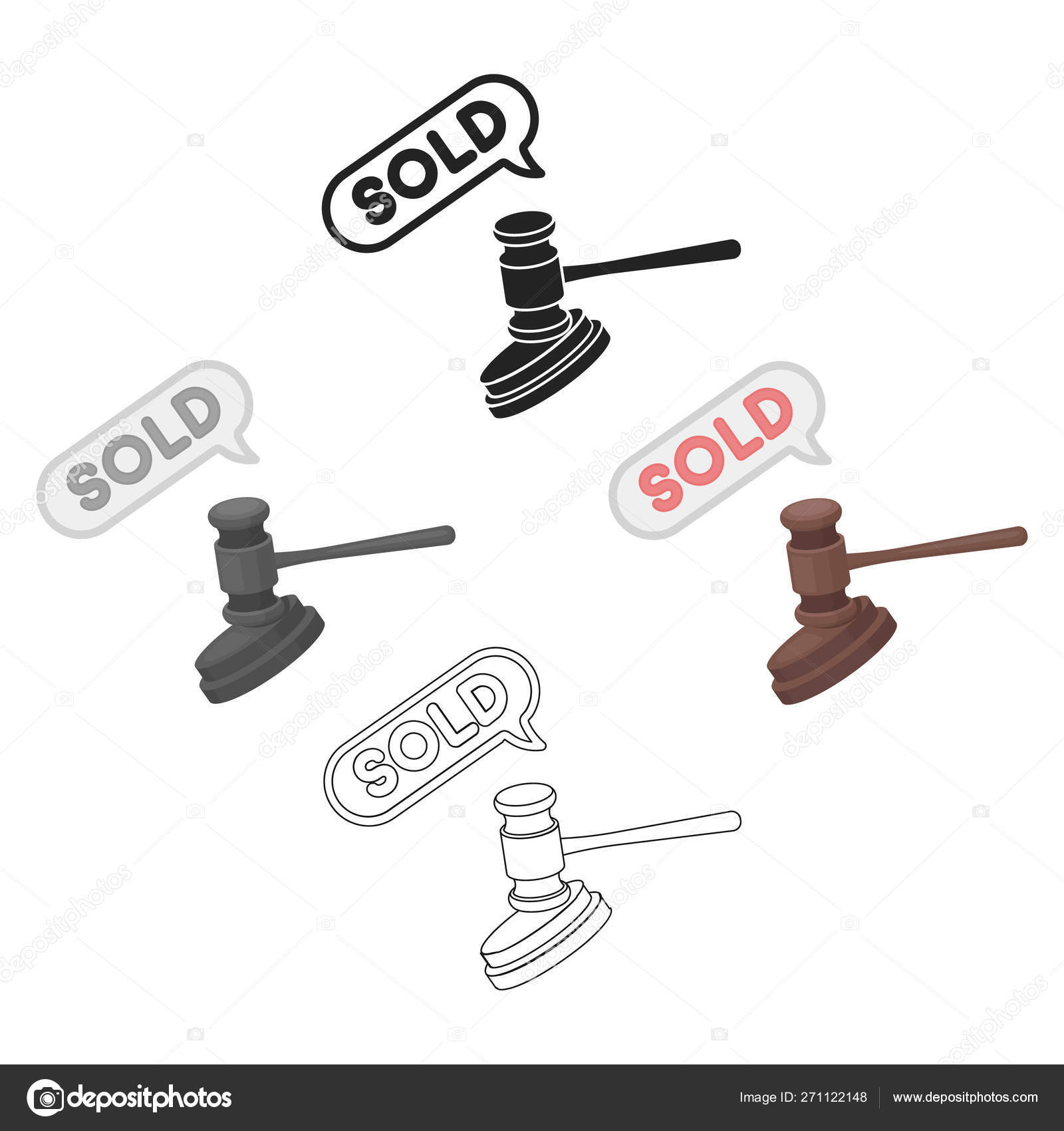 Auction hammer icon in cartoon,black style isolated on white background ...