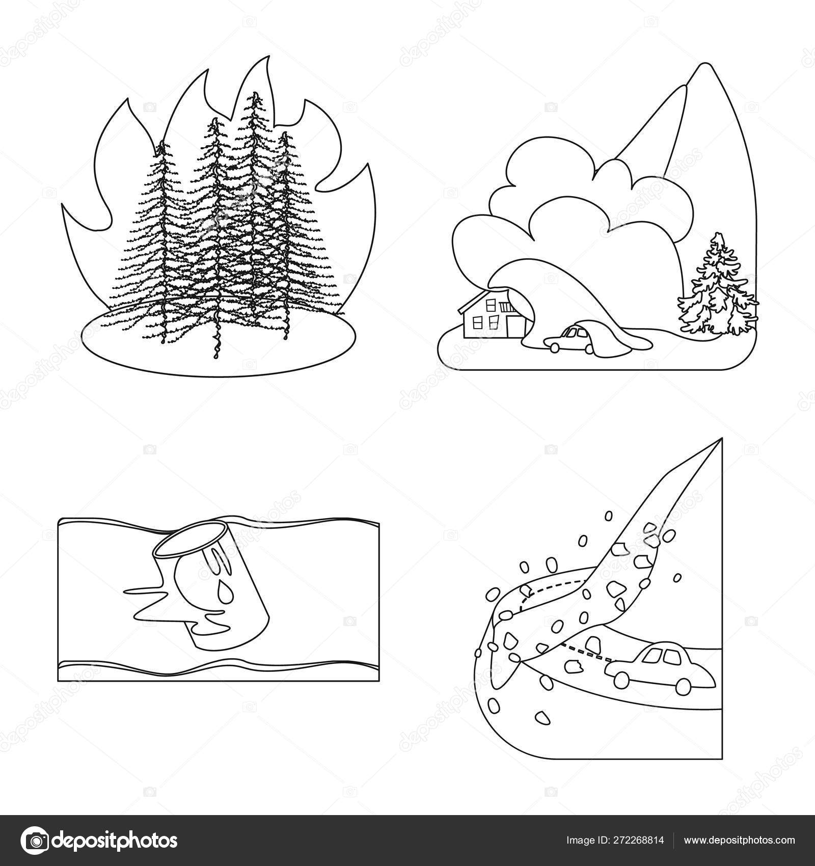 Vector illustration of cataclysm and disaster icon. Collection of ...