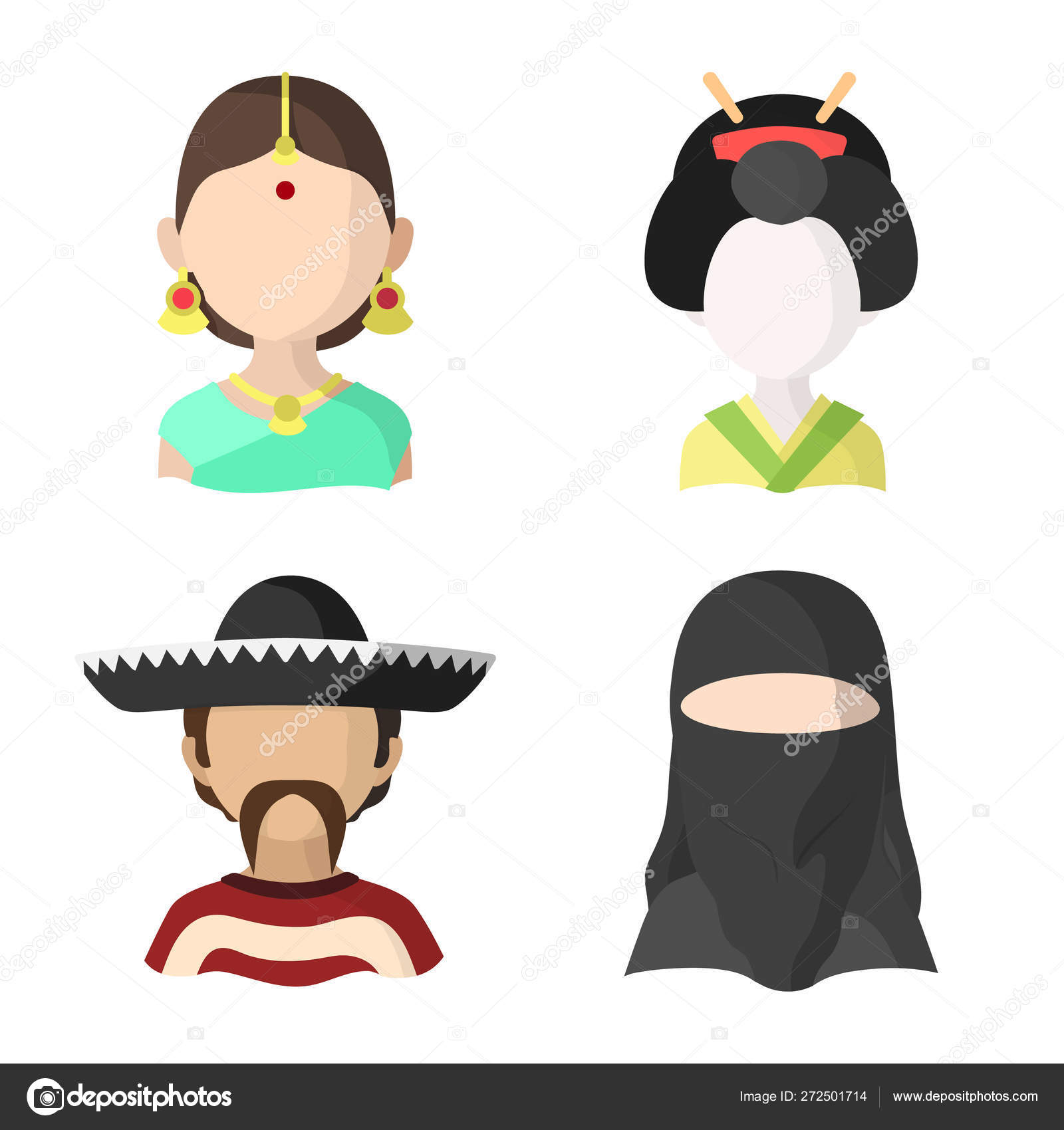 Vector illustration of nation and race icon. Set of nation and user ...