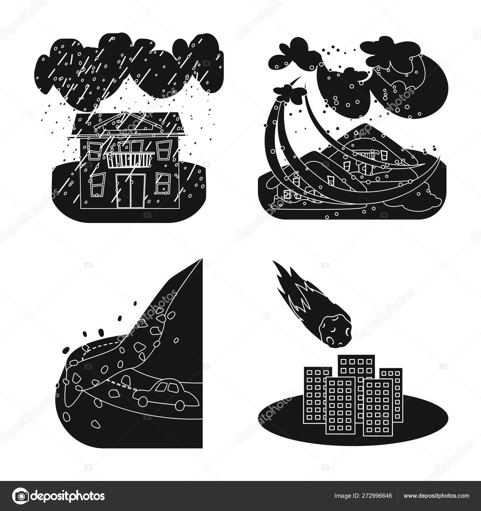 Isolated object of calamity and crash symbol. Set of calamity and ...