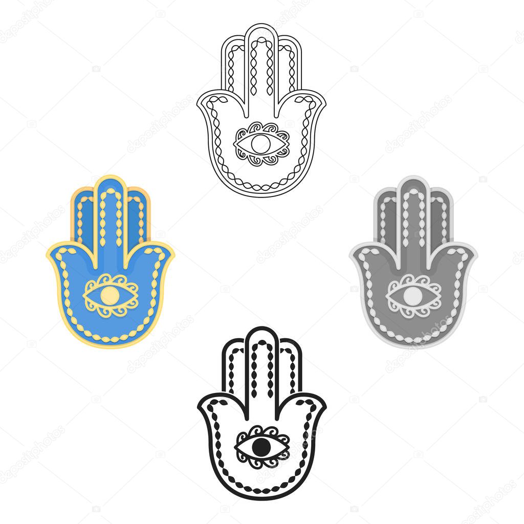 Icono de hamsa en caricatura, estilo negro aislado sobre fondo blanco. Religi n s mbolo stock ...