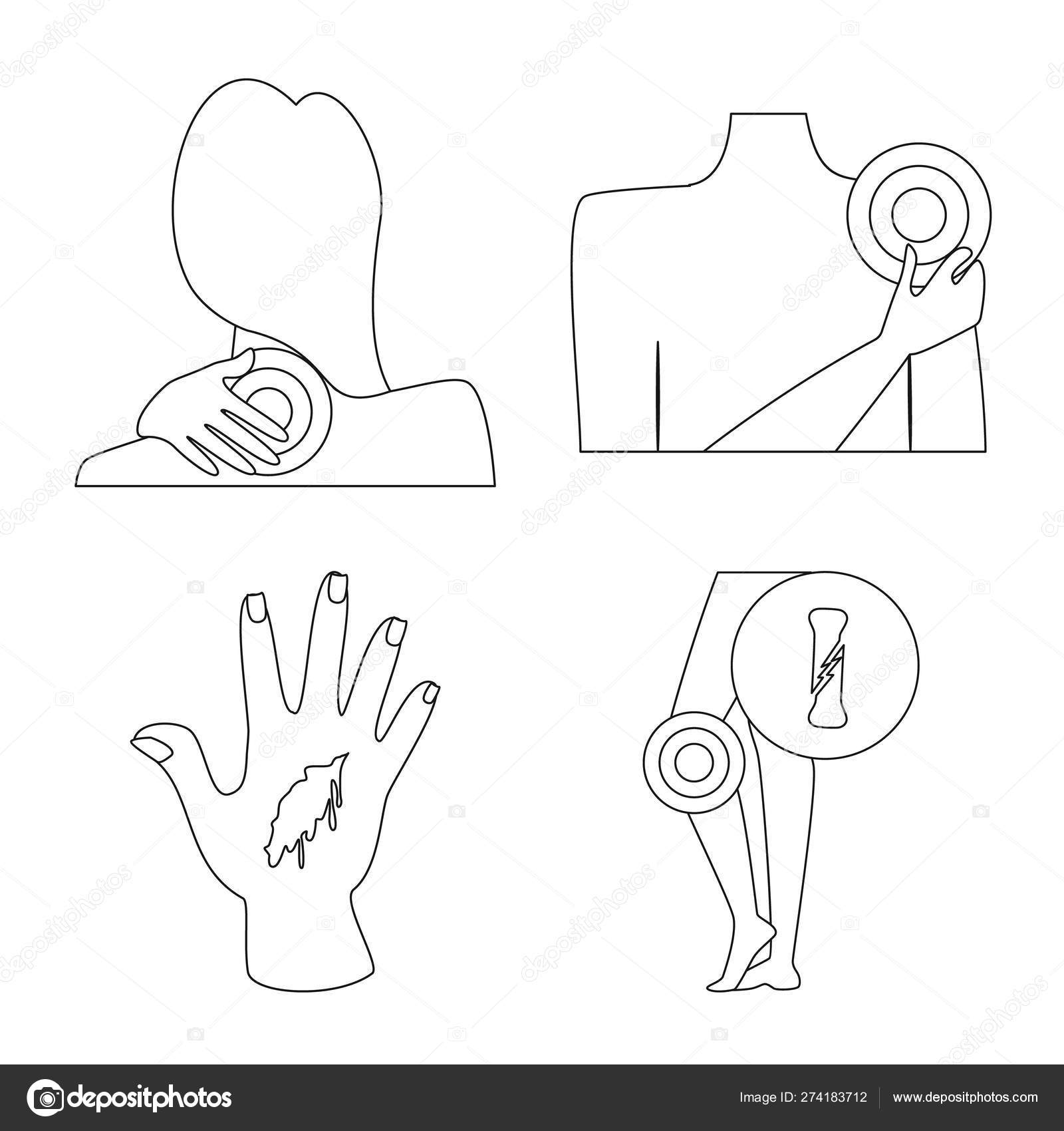 Vector illustration of bone and inflammation symbol. Collection of bone ...