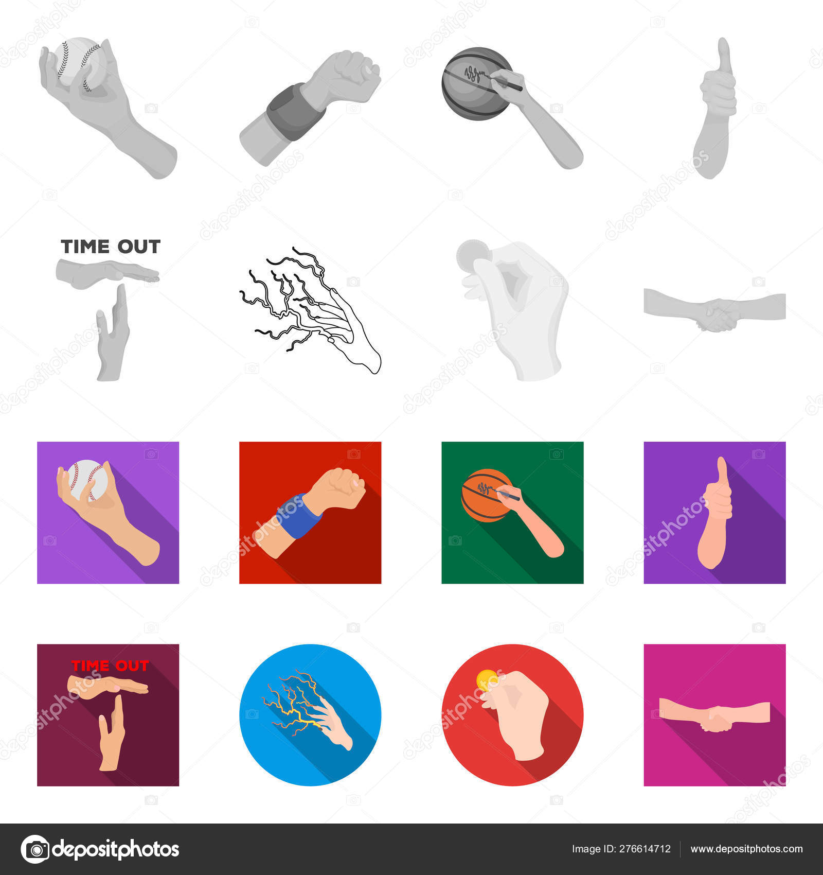 Vector illustration of animated and thumb icon. Set of animated and ...