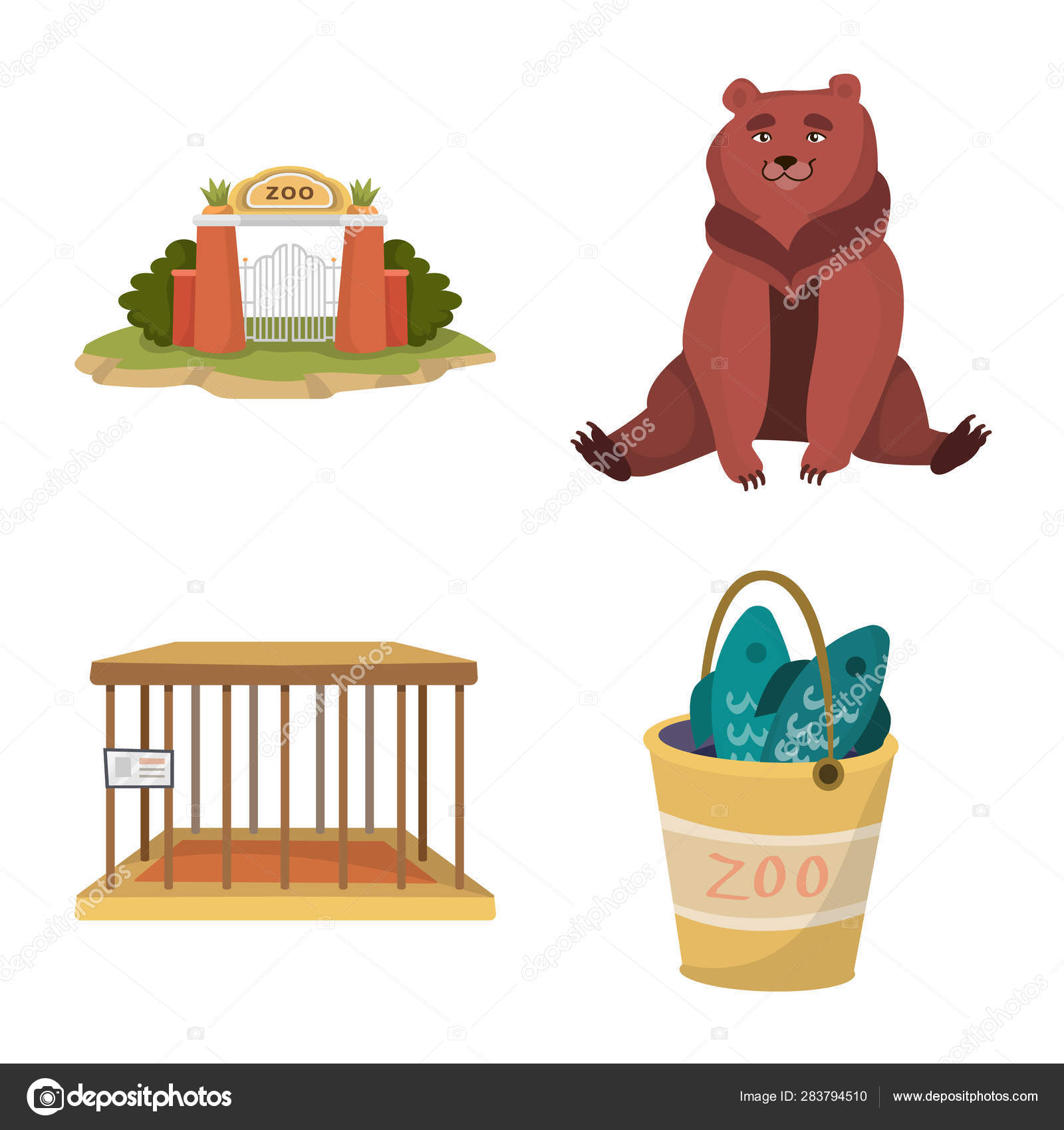 Vector illustration of zoo and park sign. Set of zoo and animal stock ...