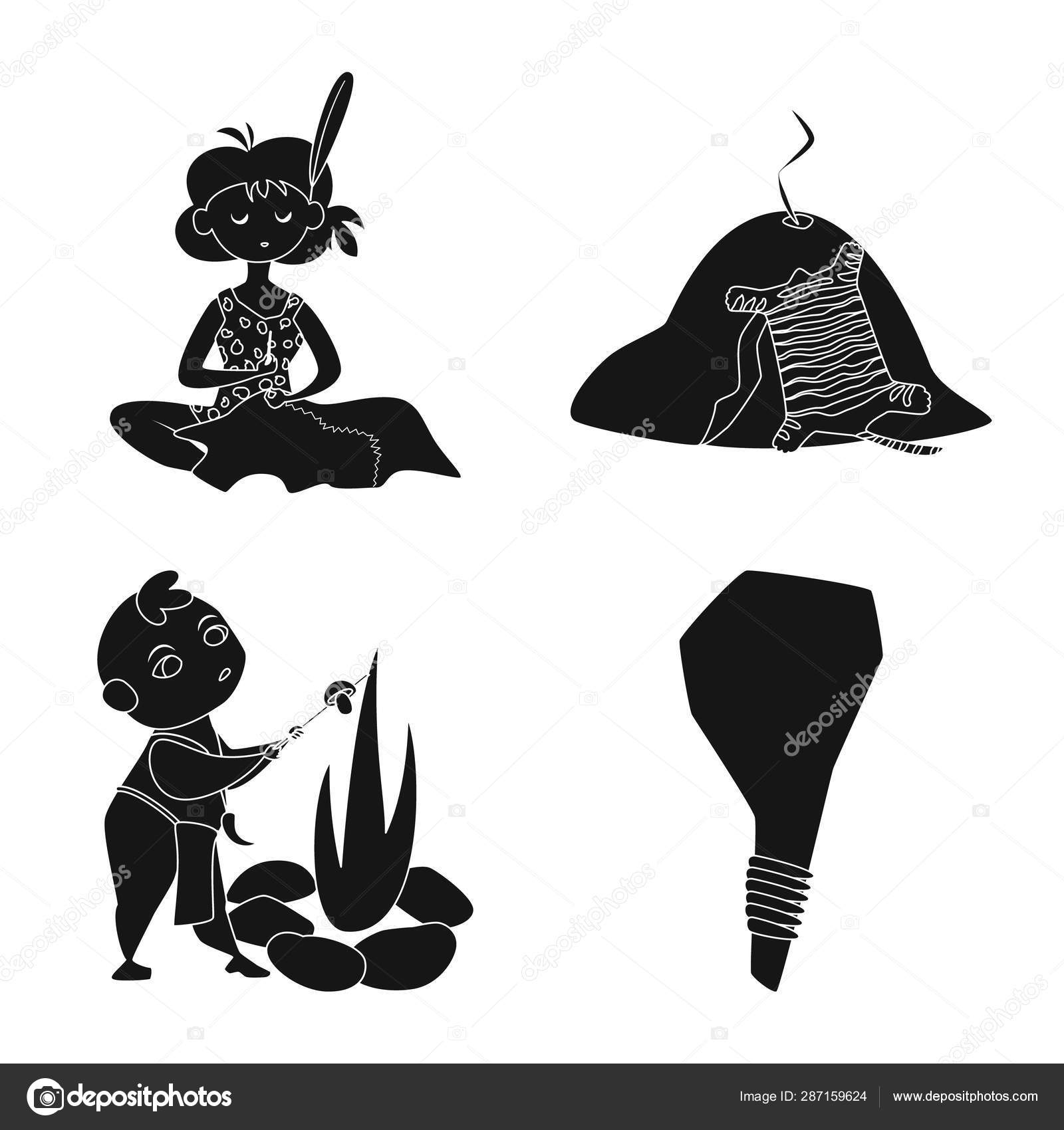 Vector illustration of sapiens and development sign. Set of sapiens and ...