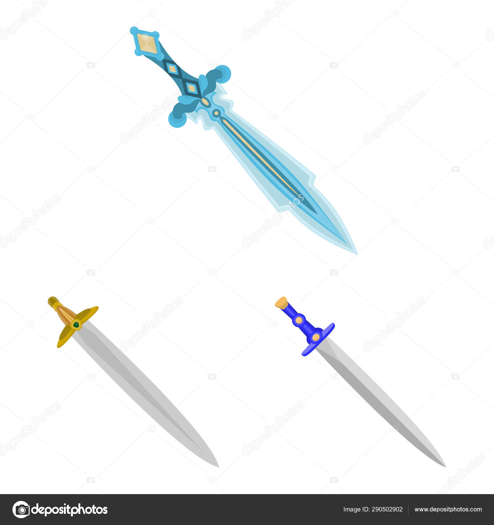 Ilustración vectorial del signo de espada y daga. Conjunto de espada y ...