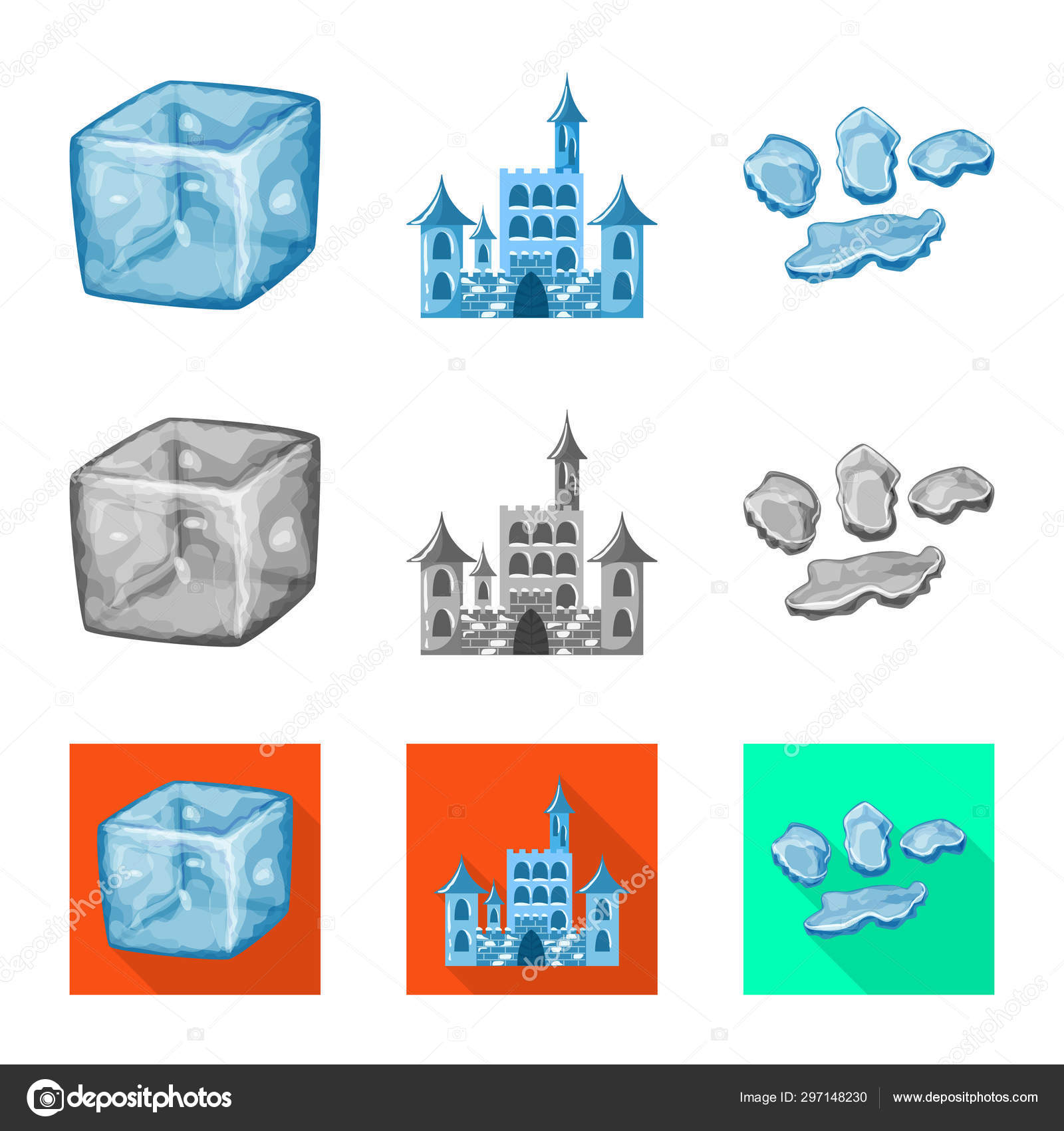 Vector design of texture and frozen icon. Collection of texture and ...
