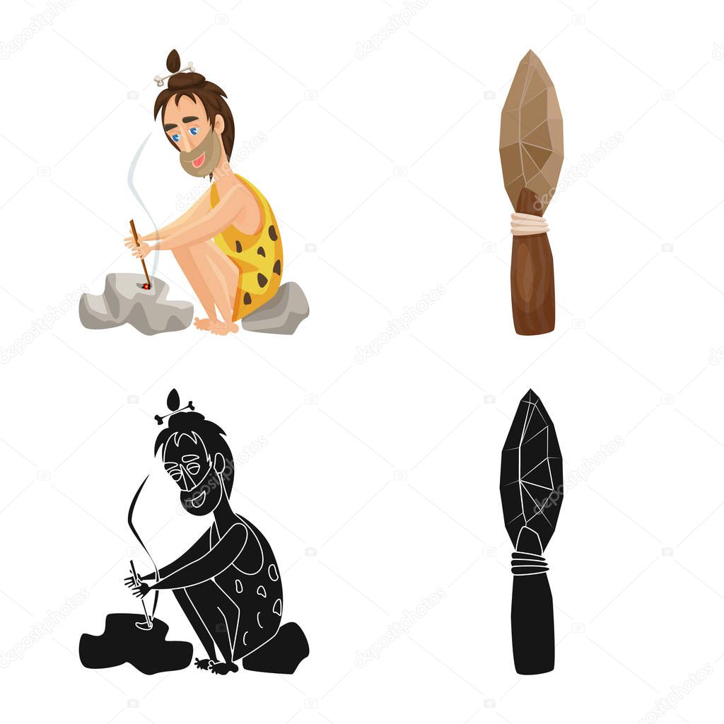 Diseño vectorial de la evolución y símbolo de la prehistoria. Conjunto ...