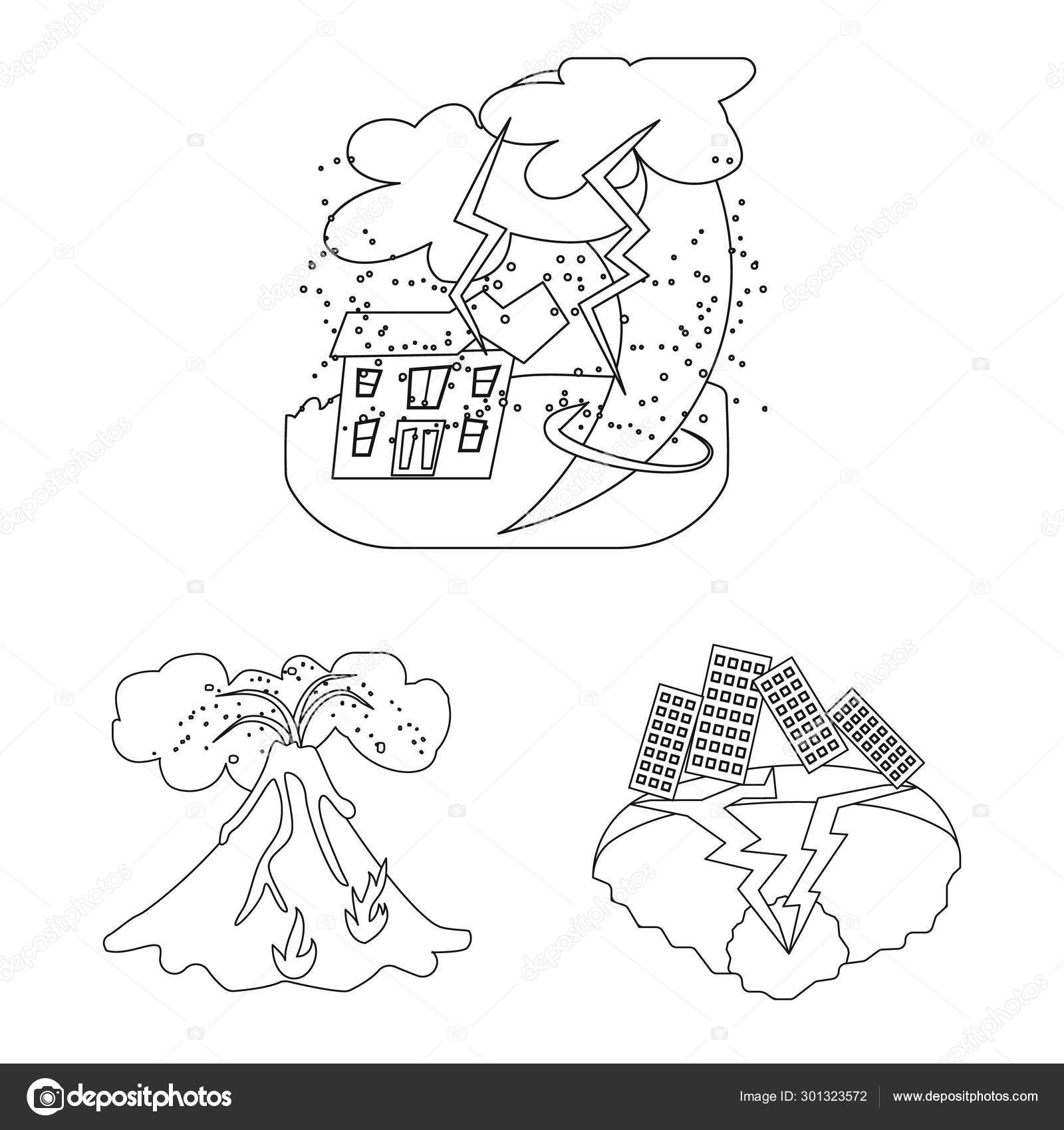 Vector design of cataclysm and disaster icon. Collection of cataclysm ...