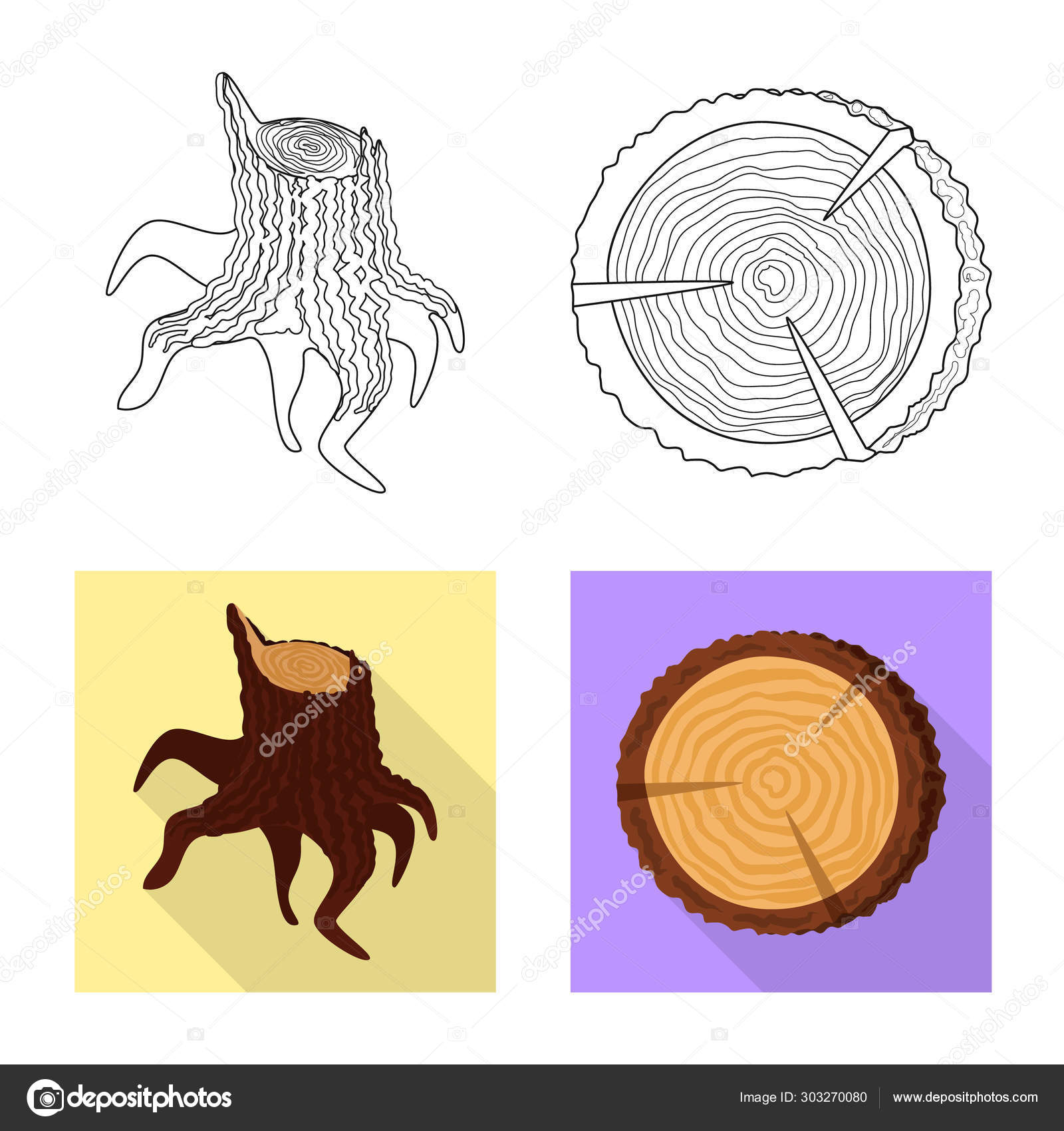 Isolated object of tree and raw icon. Collection of tree and ...