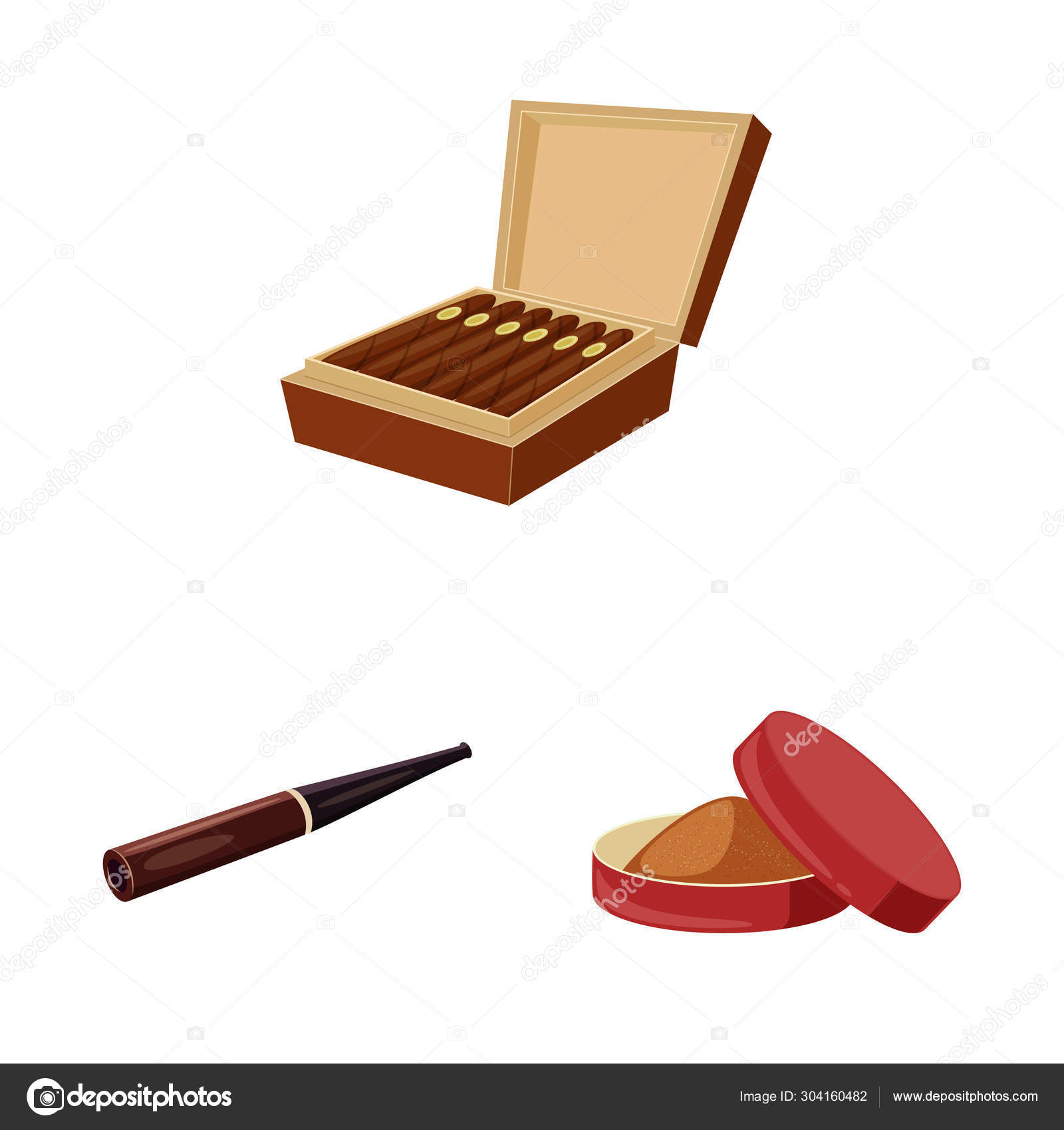 Vector illustration of cigarette and tobacco symbol. Collection of ...