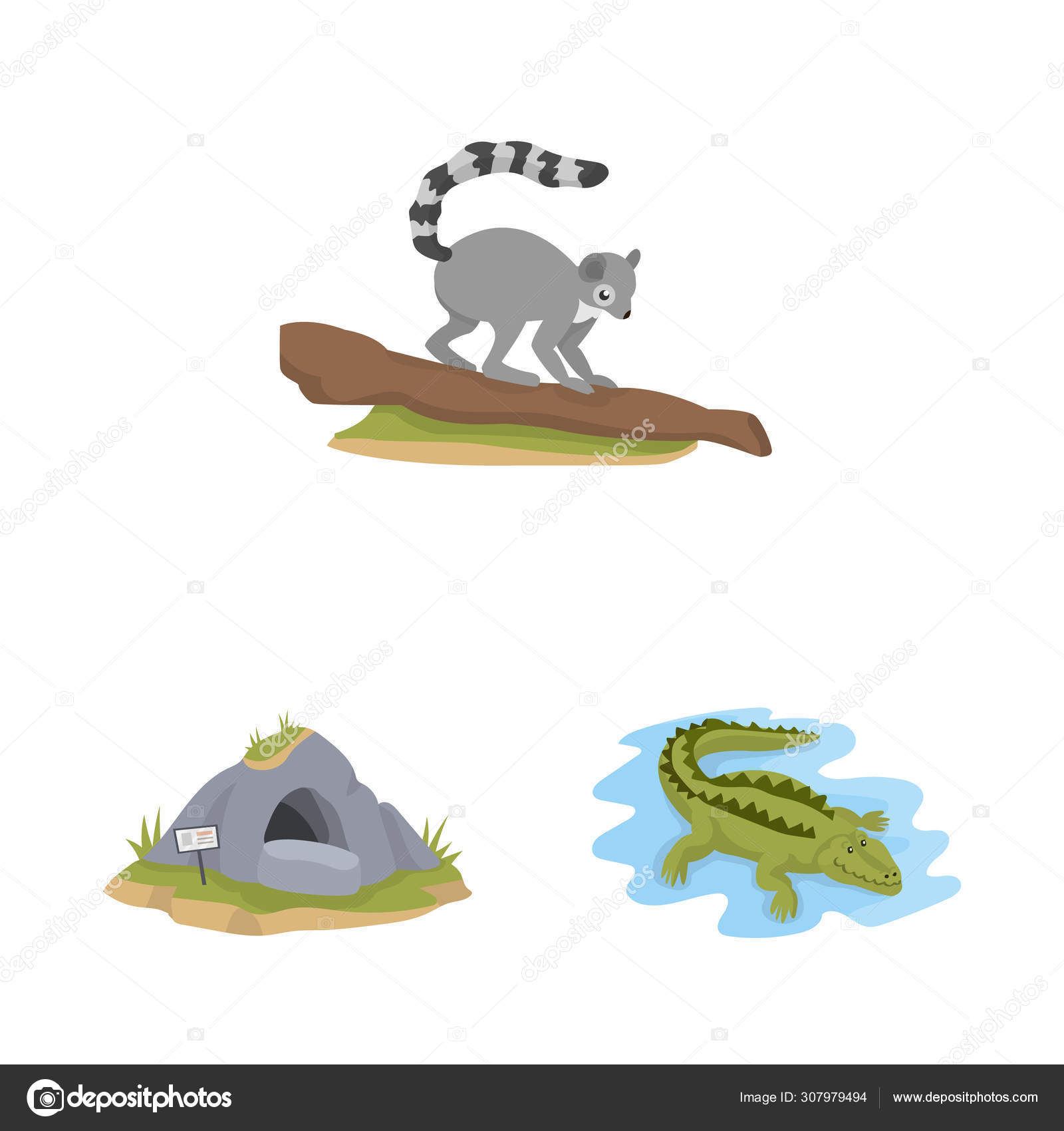 Diseño vectorial de zoológico y signo de parque. Colección de zoológico ...