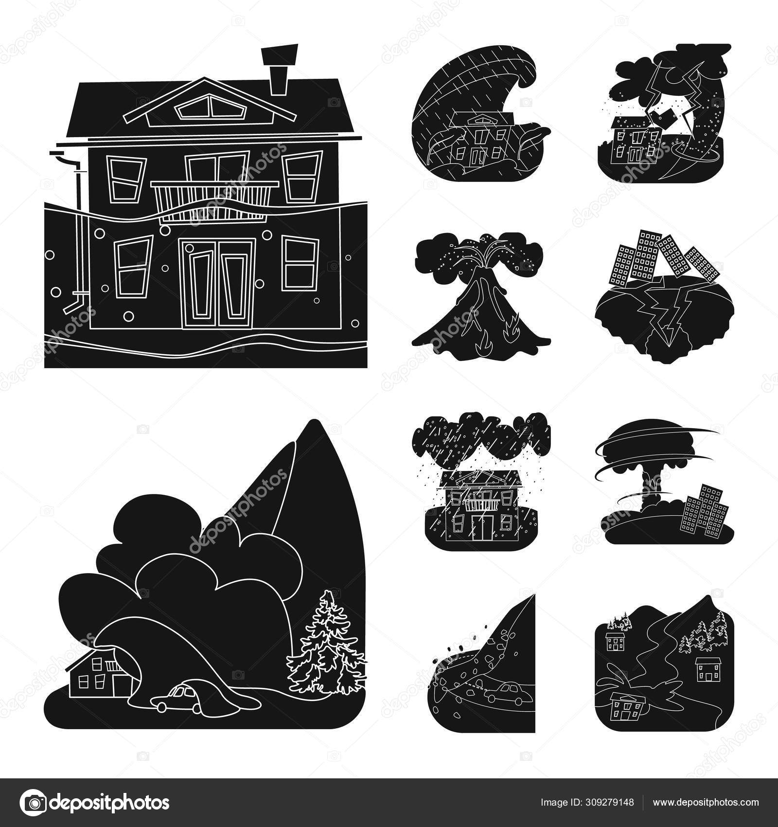 Vector design of calamity and crash sign. Collection of calamity and ...