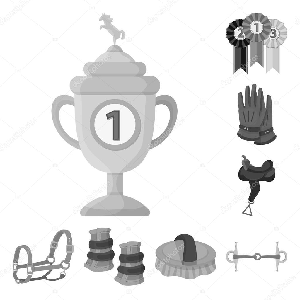 Ilustración vectorial del logo de raza y caballo. Conjunto de raza y ...