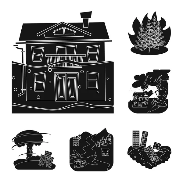 Vector design of calamity and crash sign. Collection of calamity and ...