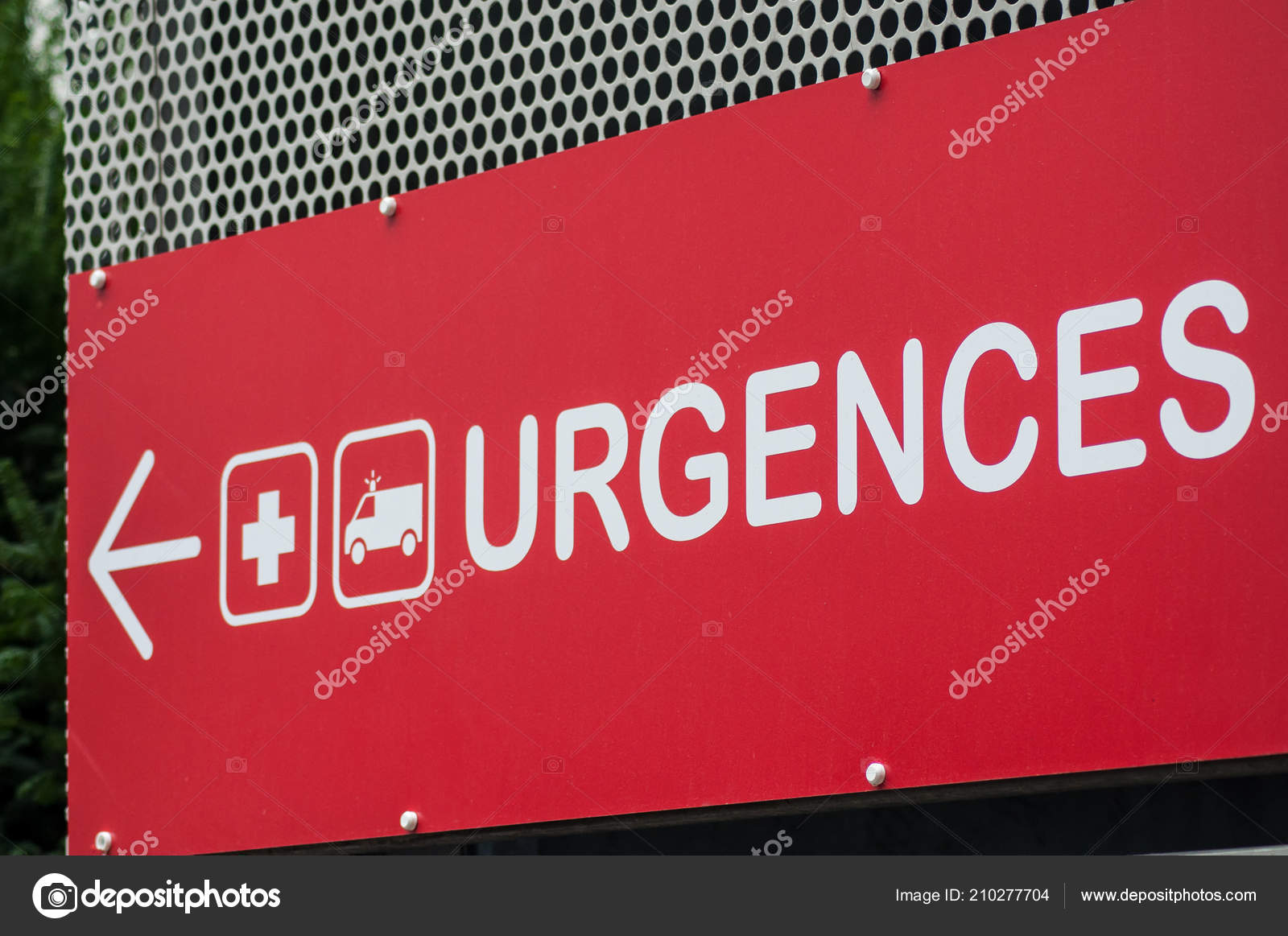 Closeup French Hospital Emergency Entry Sign Text French Urgences ...