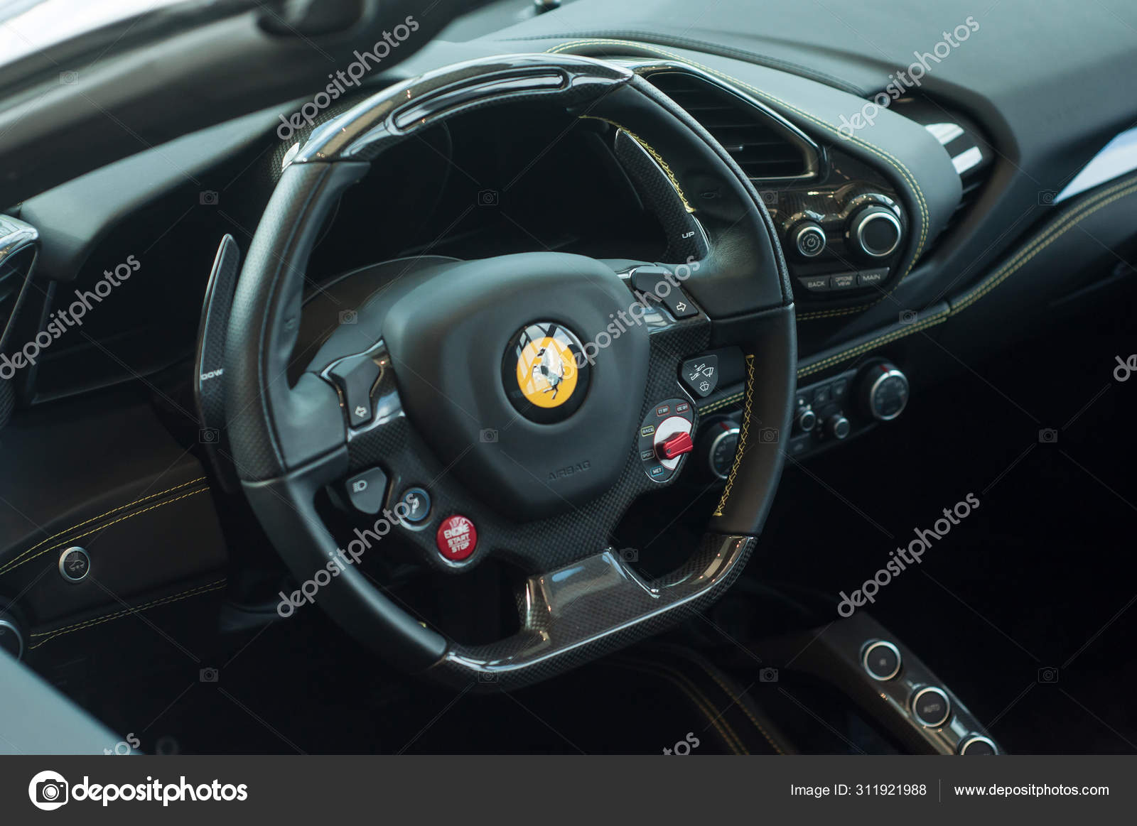 Dashboard in Ferrari 488 spider in retailer showroom – Stock Editorial ...