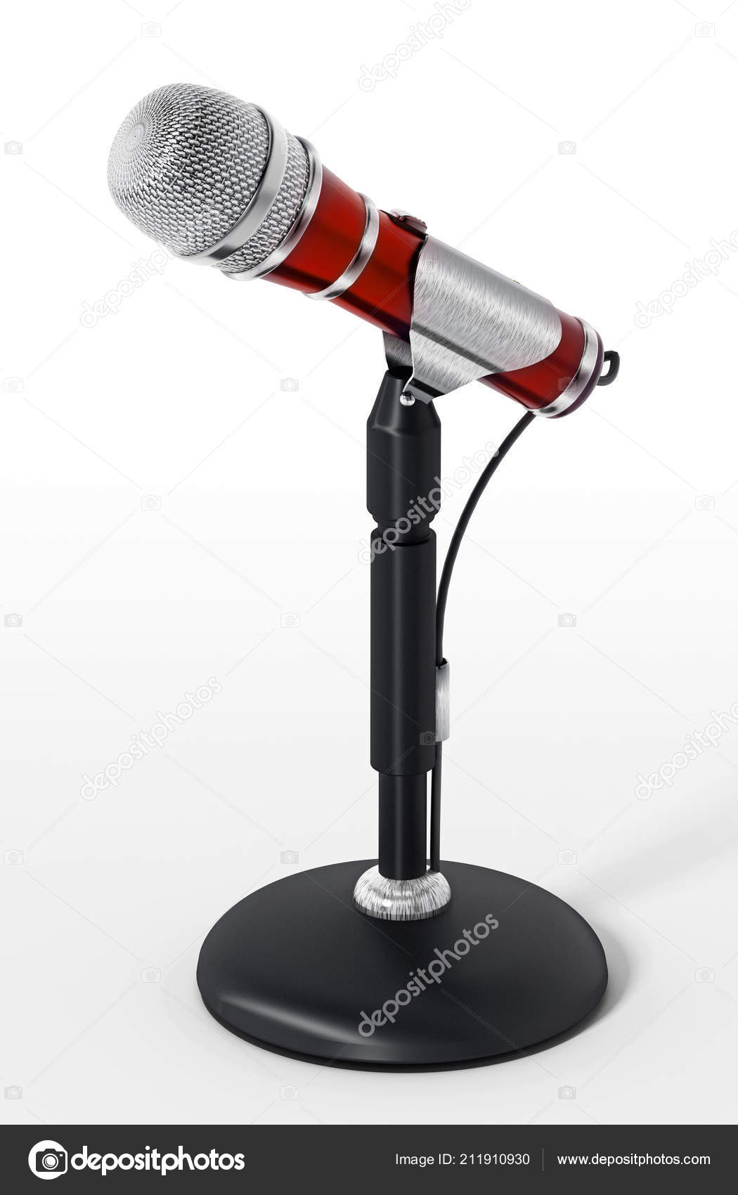 Classic Design Cable Microphone Table Stand Illustration Stock Photo by ...
