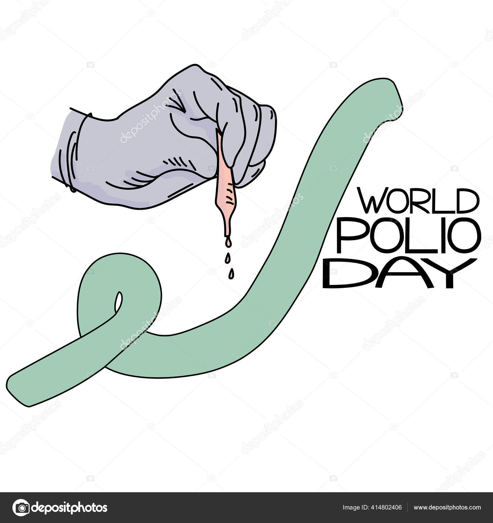 World Polio Day Hand Medical Glove Droplet Vaccine Dropper Green Stock ...