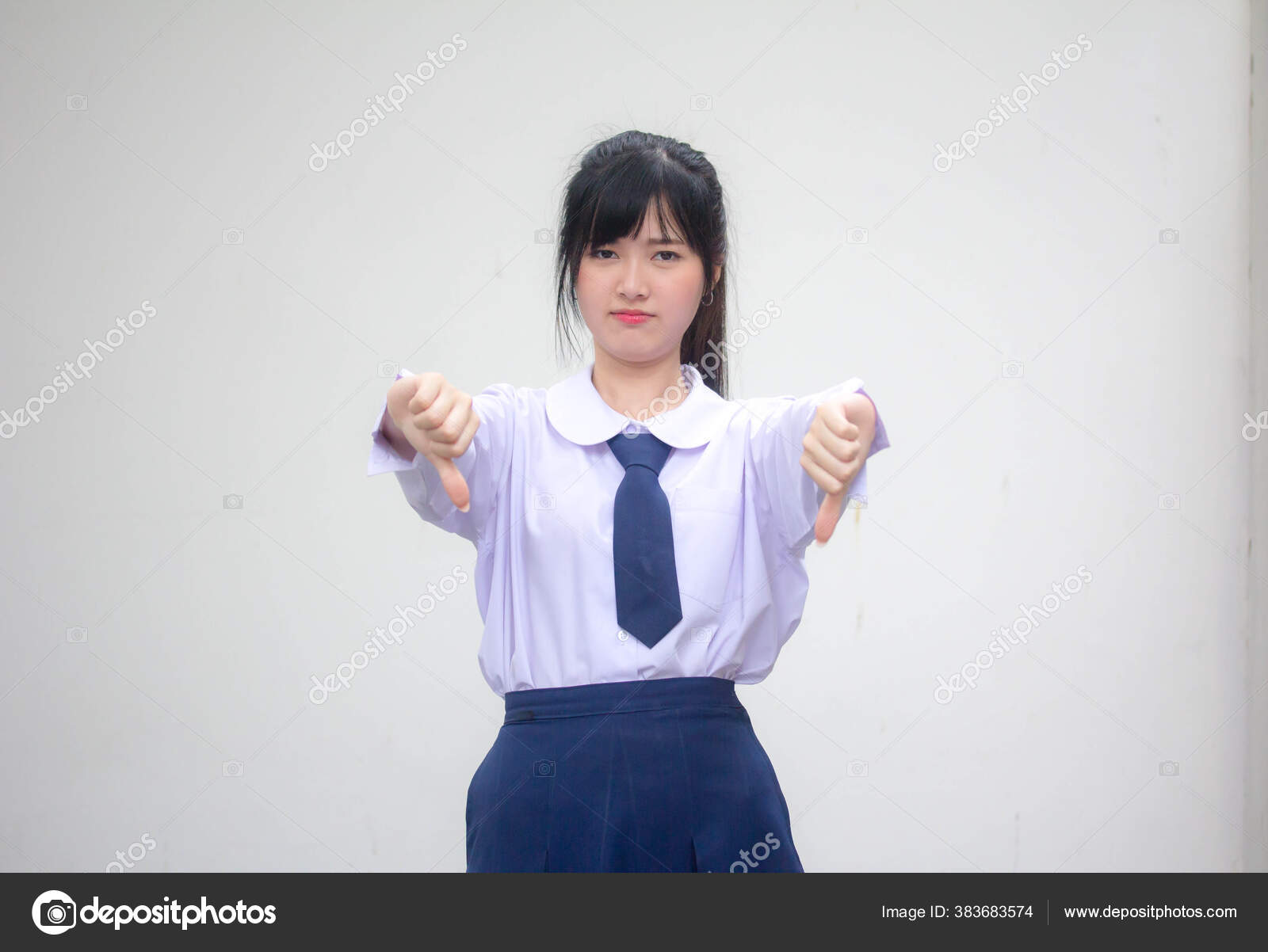 Portrait Thai High School Student Uniform Beautiful Girl Dislike ...