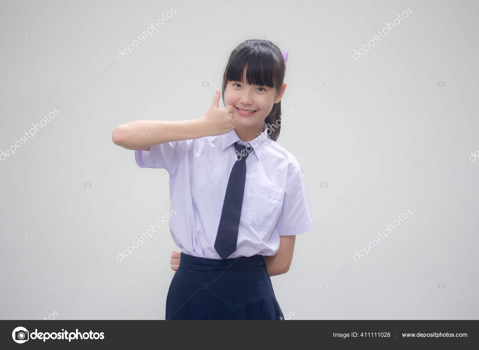 Portrait Thai Junior High School Student Uniform Beautiful Girl ...