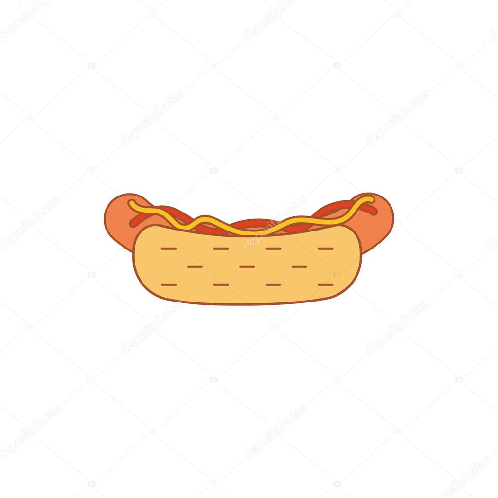 Icono de perro caliente en estilo plano. Logo. Ilustración vectorial 2023