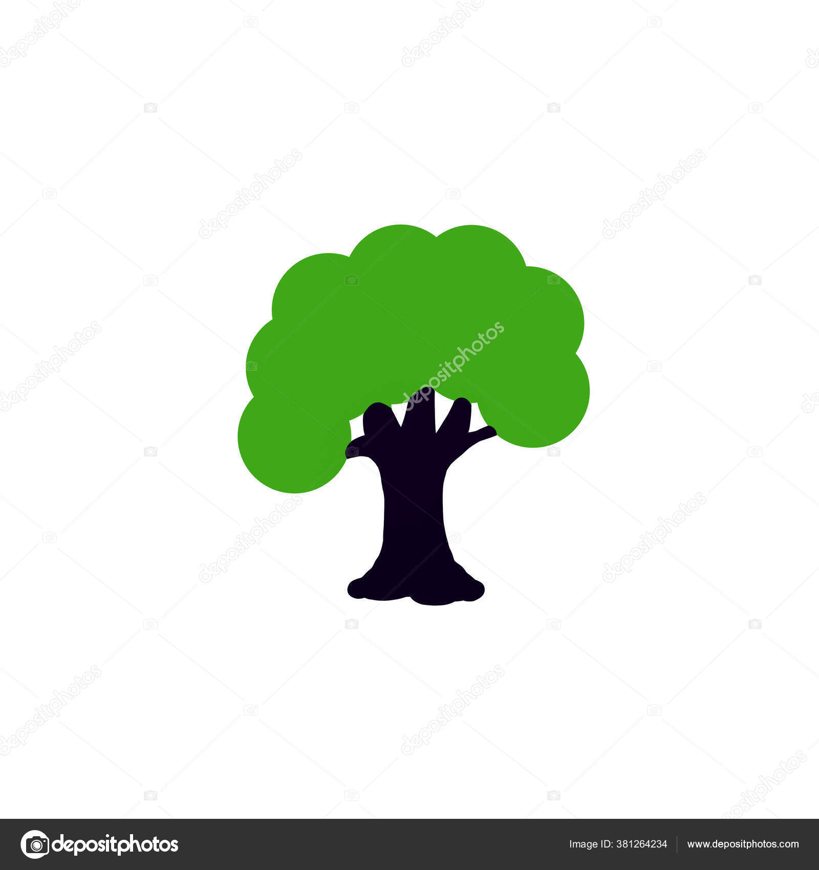 Green Leaves Tree Icon White Background Stock Illustration by ...