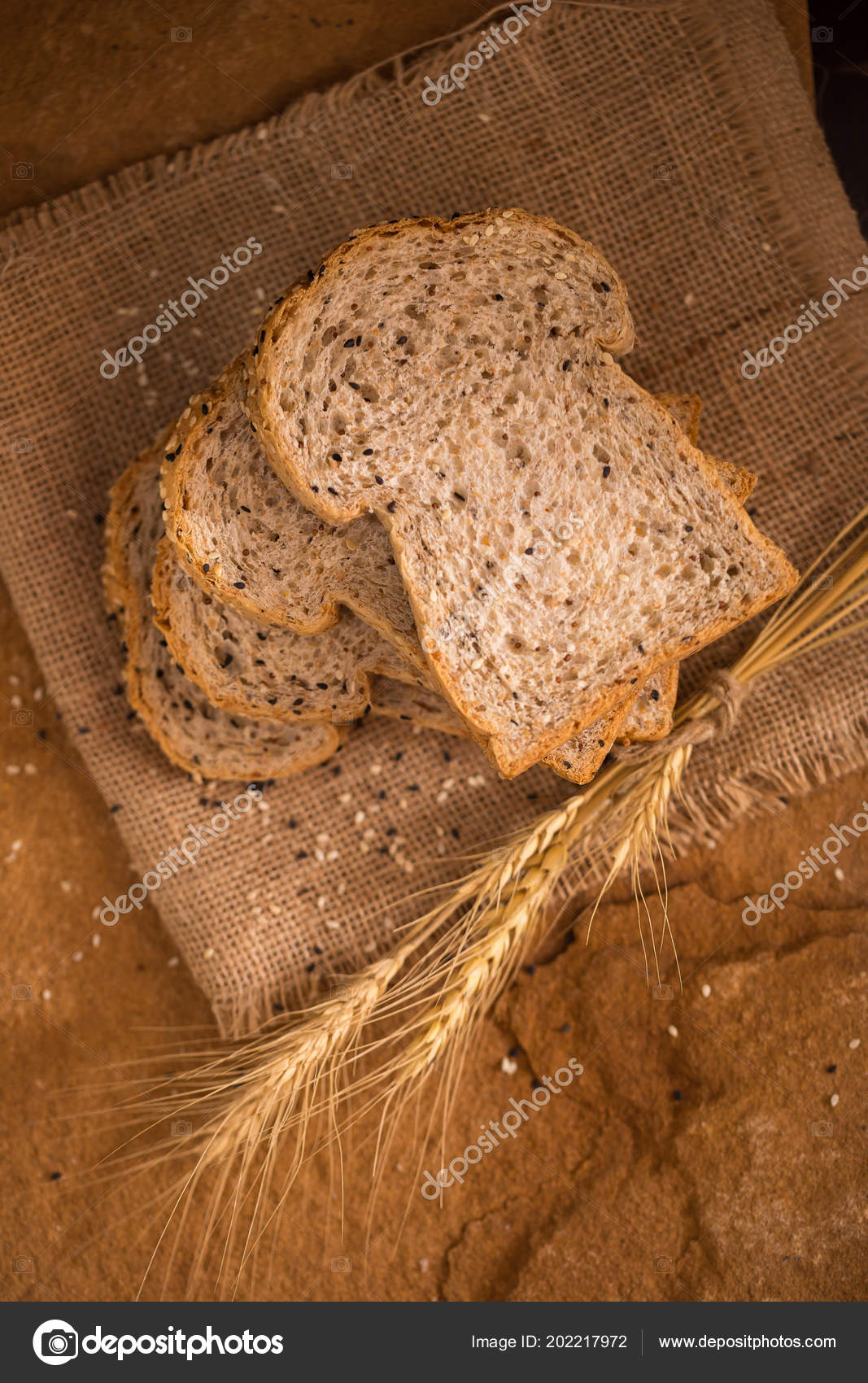 Close View Sliced Whole Wheat Bread Dark Background Stock Photo by ...