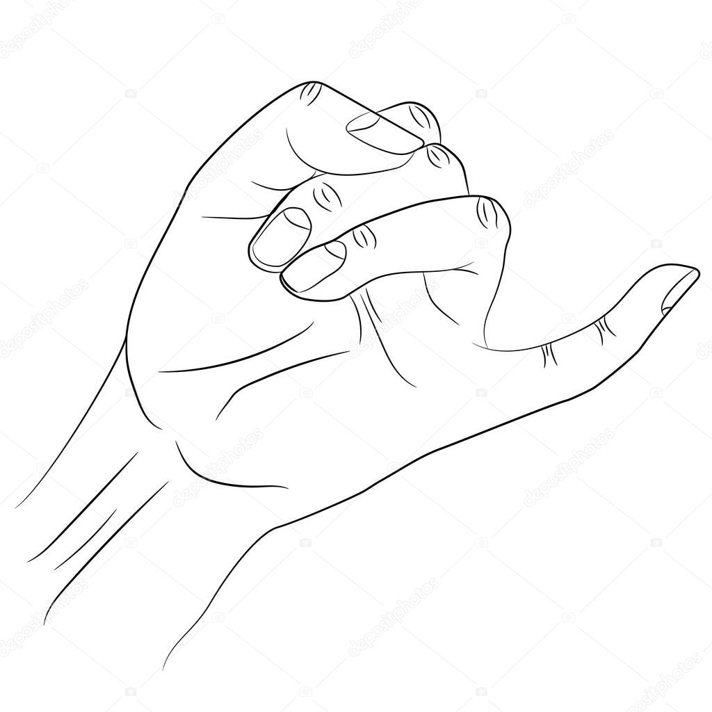 Silueta aislada de dedo meñique de mano humana levantada en gesto de ...