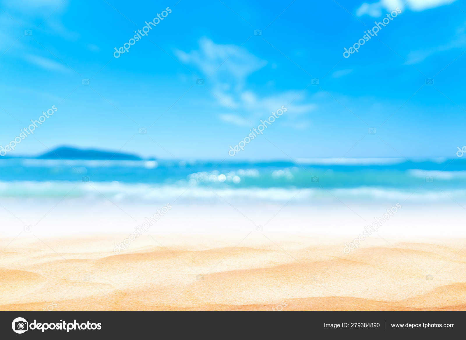 Blur tropical beach with bokeh sun light wave abstract background ...
