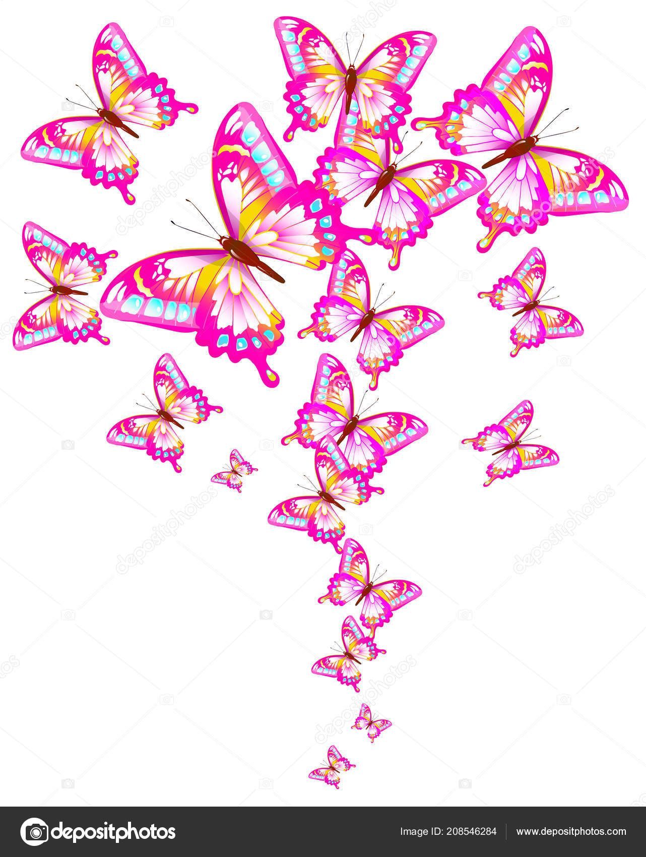 Hermosas Mariposas Rosadas Aisladas Blanco Stock Vector by ©aboard ...