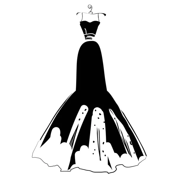 Black Silhouette Wedding Dress Leaves Isolated White Background Vector ...