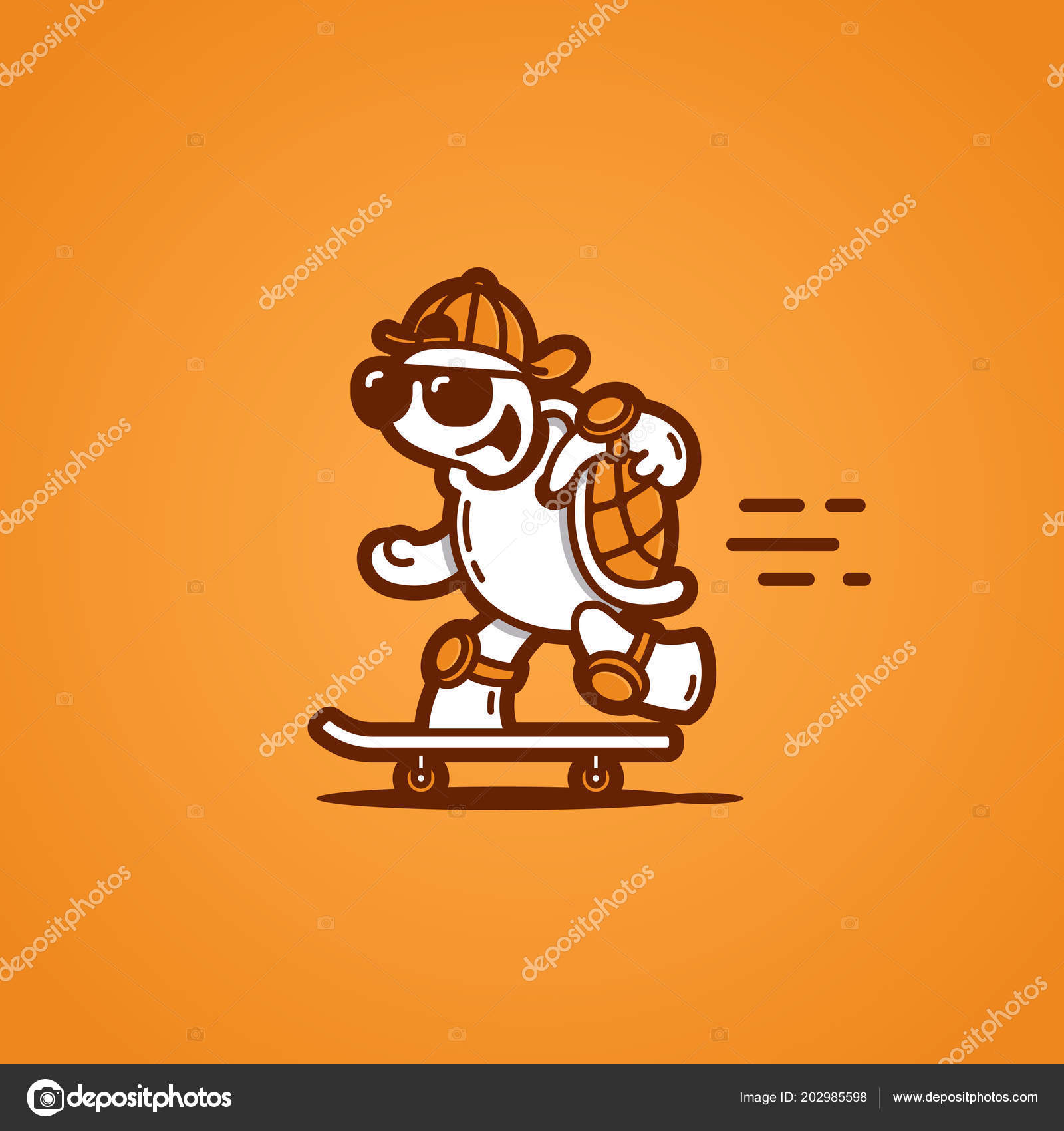 Funny Turtle Skateboard Vector Illustration — Stock Vector ...