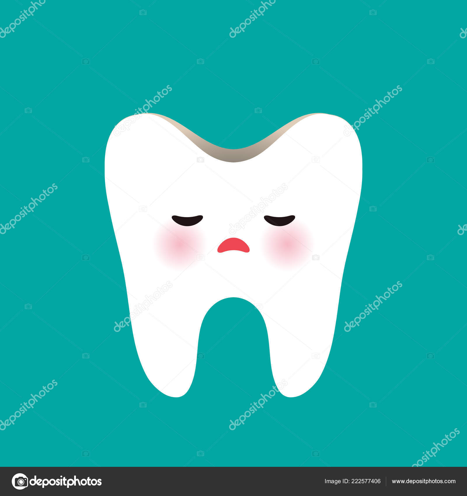 Sad Tooth Tooth Decay Blue Background Vector Illustration Stock Vector ...
