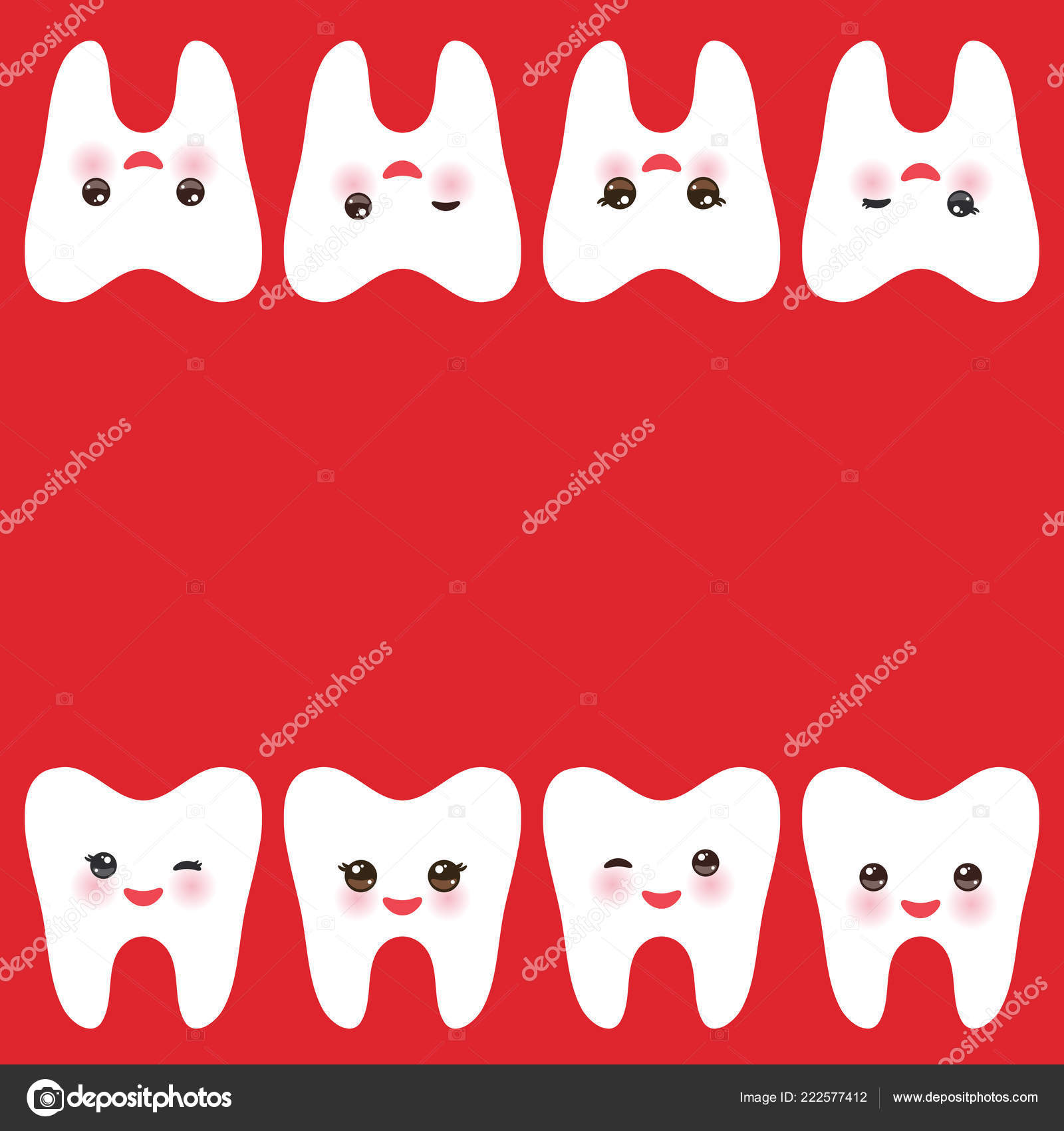 Smiling Tooth Pink Cheeks Card Design Template Text Dark Red Stock ...