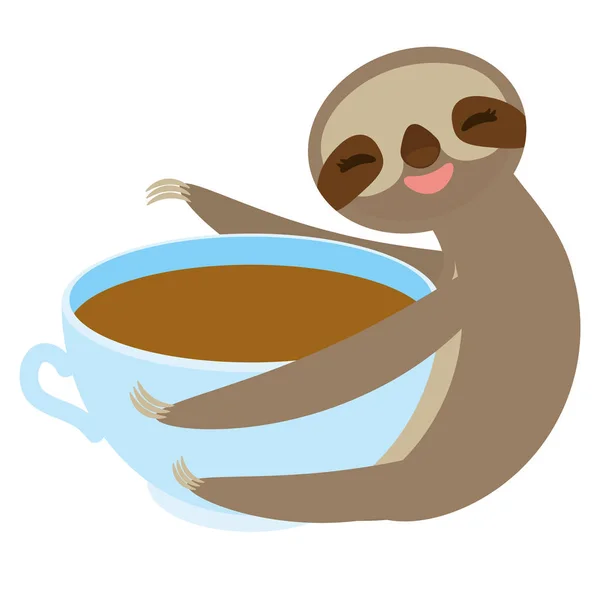 Sloth Pink Cup Coffee Tea Three Toed Sloth Isolated White Stock Vector ...