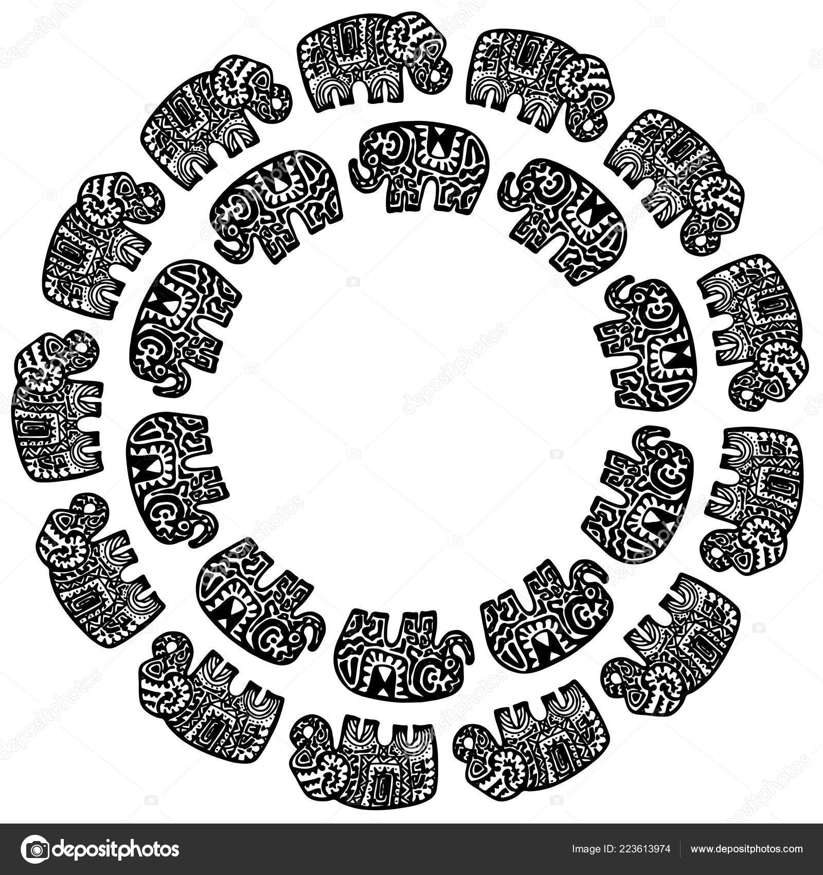 Beautiful Card Elephant Indian Ornaments Wreath Frame Composition Frame ...