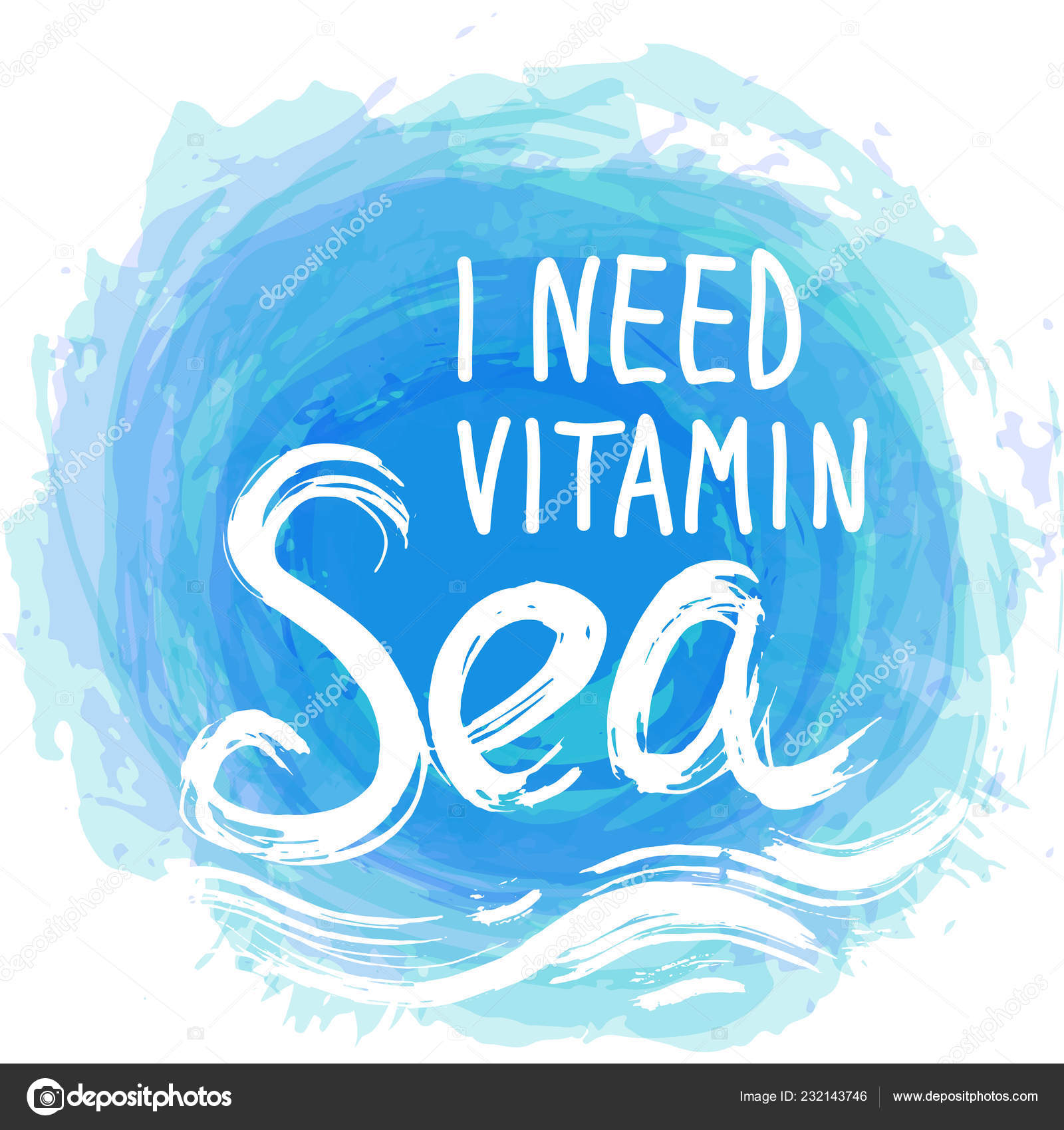 Need Vitamin Sea White Text Blue Abstract Background Symbol Sea Stock ...