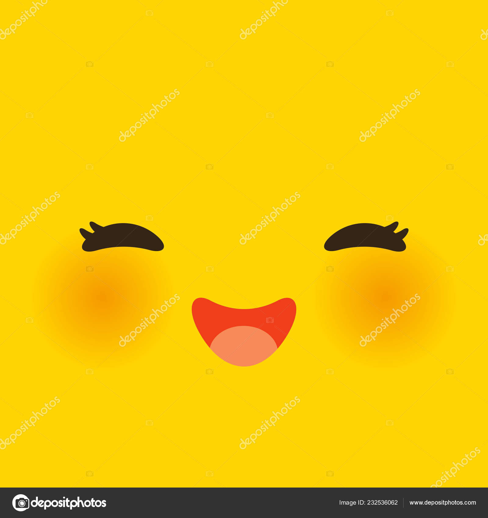 Kawaii Funny Muzzle Pink Cheeks Cute Cartoon Face Yellow Orange Stock ...