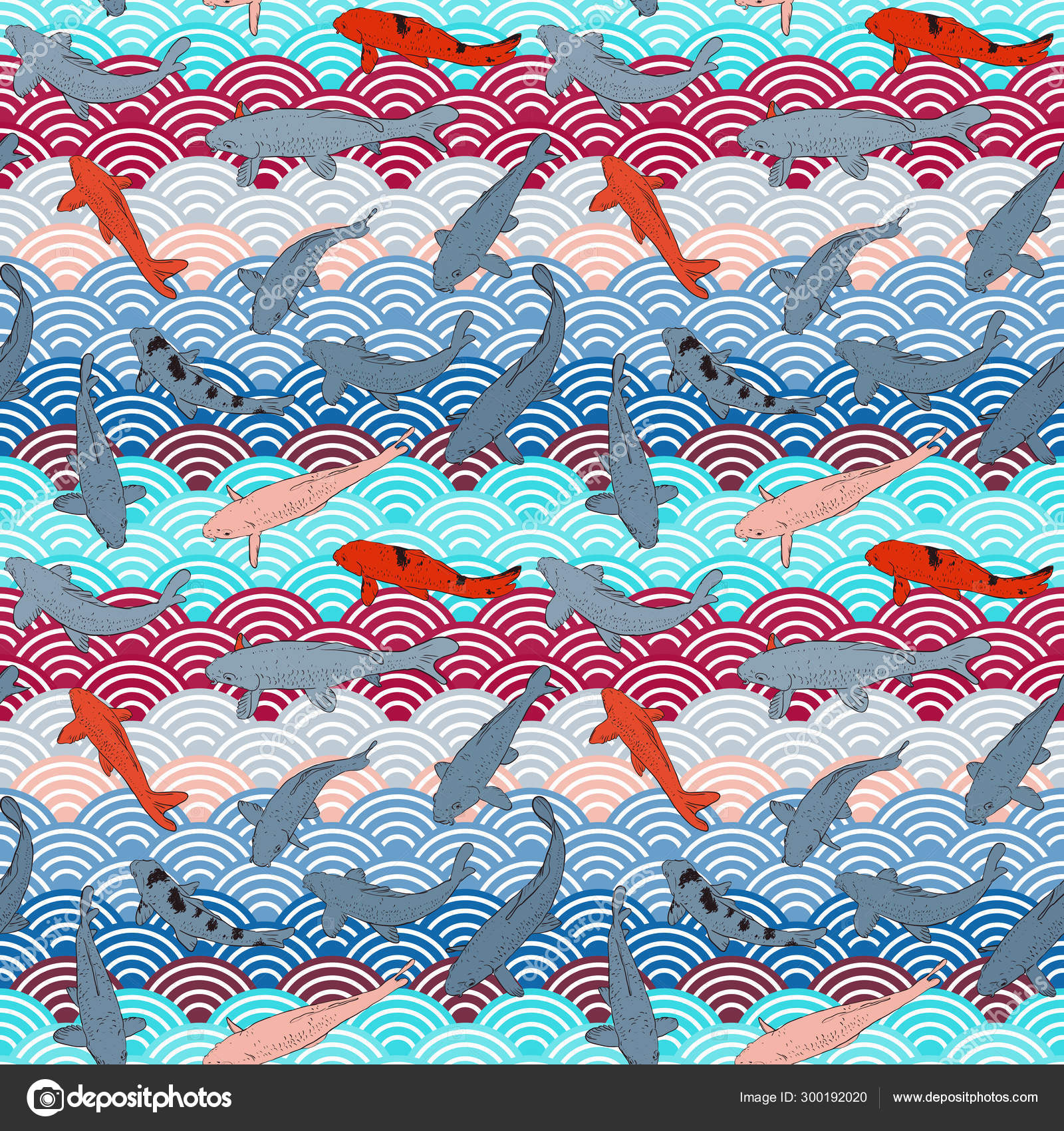 Seamless pattern Koi carp nishikigoi literally brocaded carp fish ...